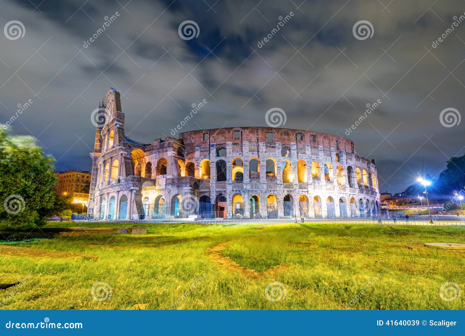 Colosseum (Coliseum) at Night in Rome Stock Image - Image of colosseo ...