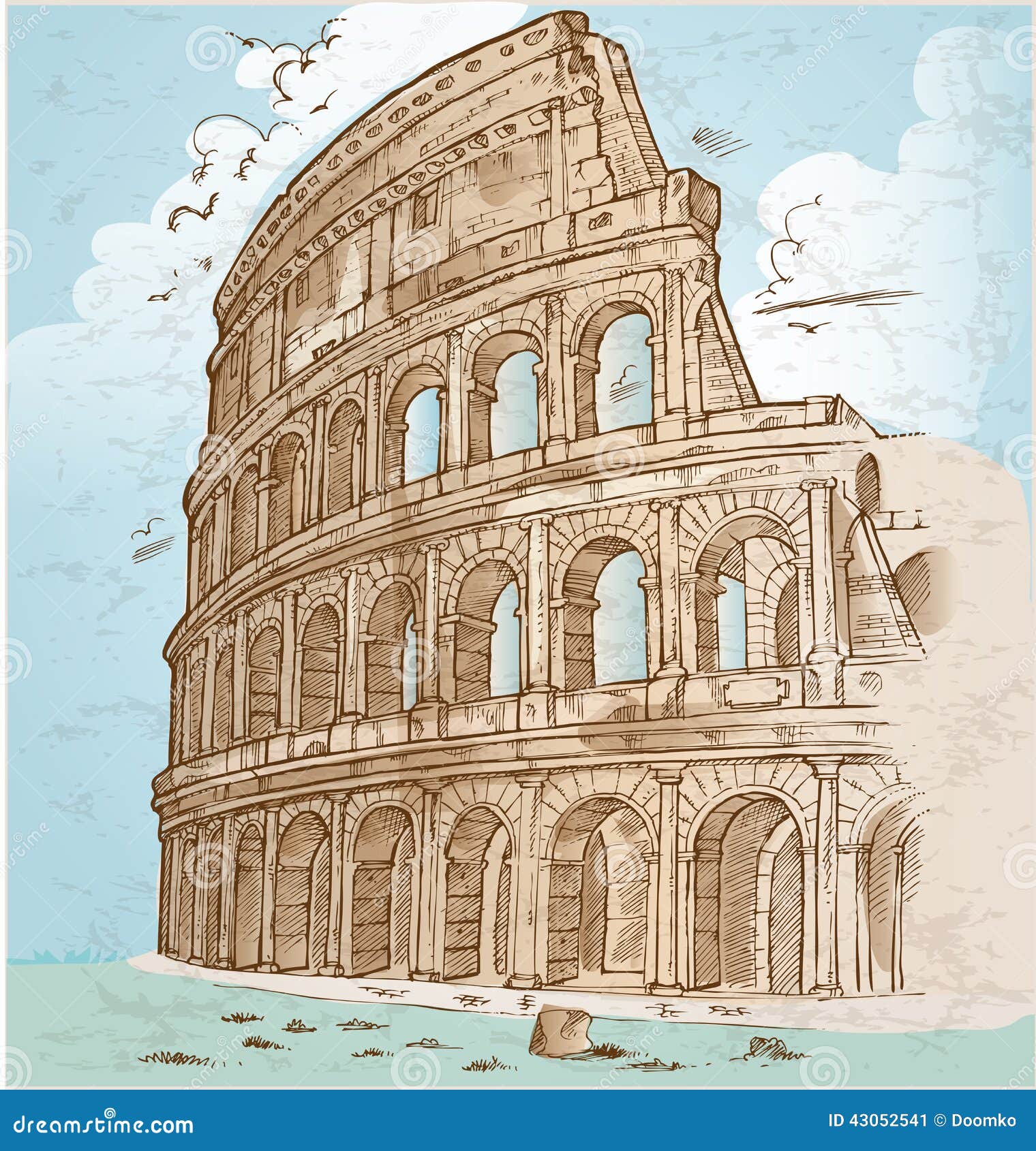 Drawing Color Colosseum, Rome, Italy Cartoon Vector | CartoonDealer.com ...