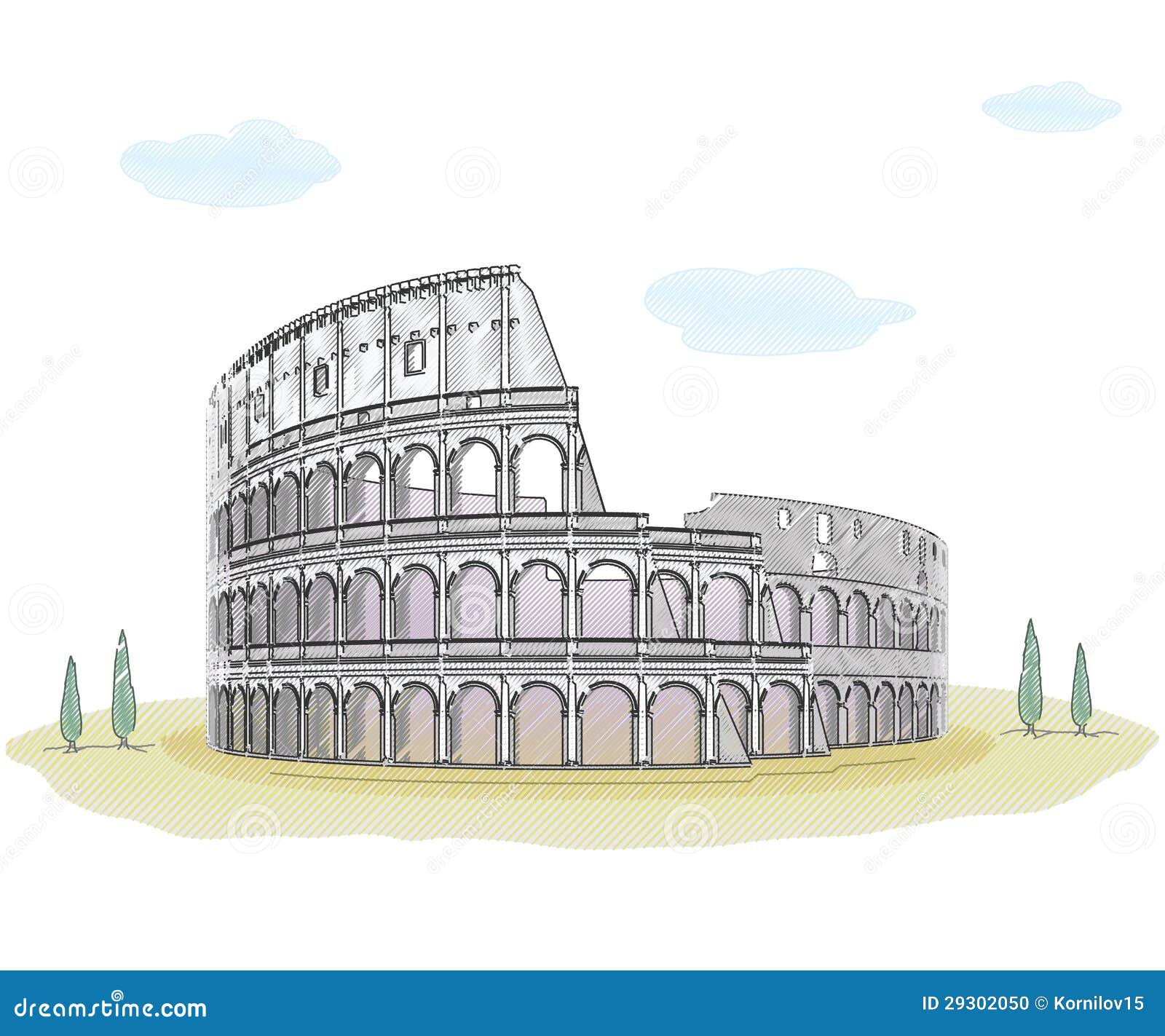 Colosseum - Disegno Di Schizzo Illustrazione Vettoriale - Illustrazione ...