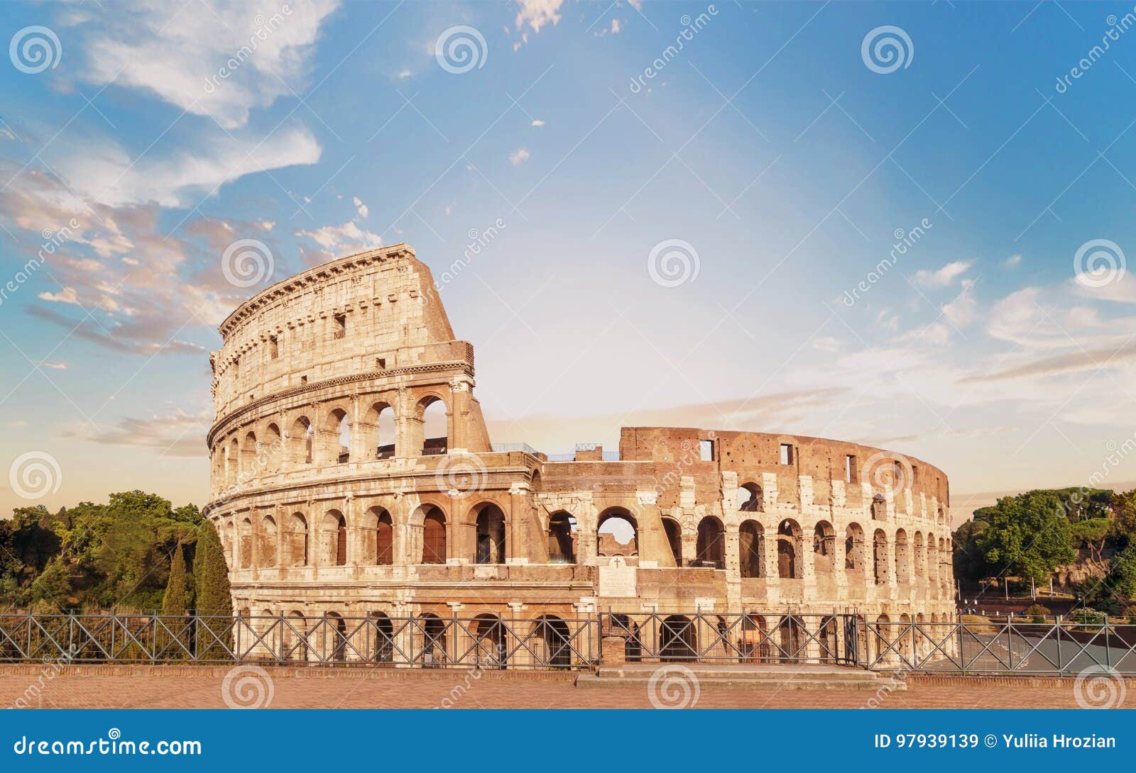 Colosseum Front View at Pre-sunset Time with Marvelous Sky. Stock Image ...