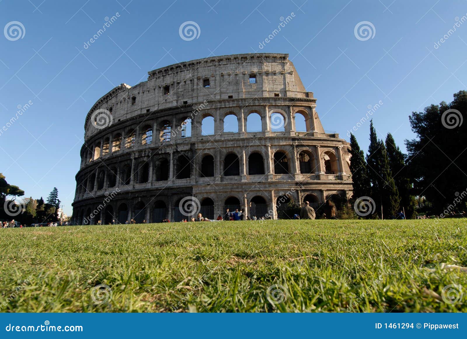 Colosseum and green lawn stock photo. Image of lawn, copy - 1461294