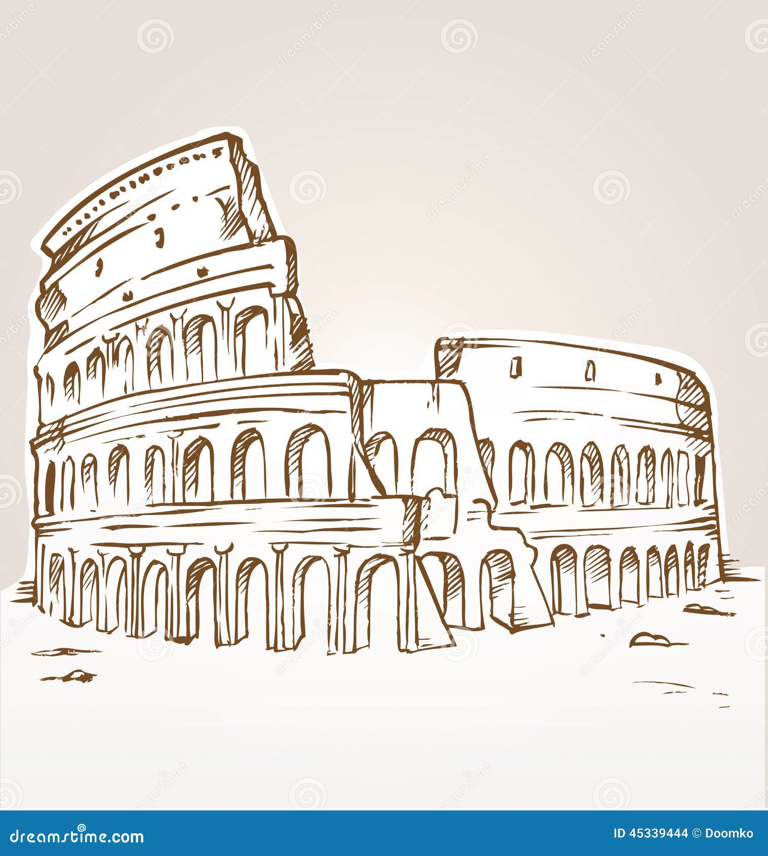 Colosseum hand draw stock vector. Illustration of background - 45339444