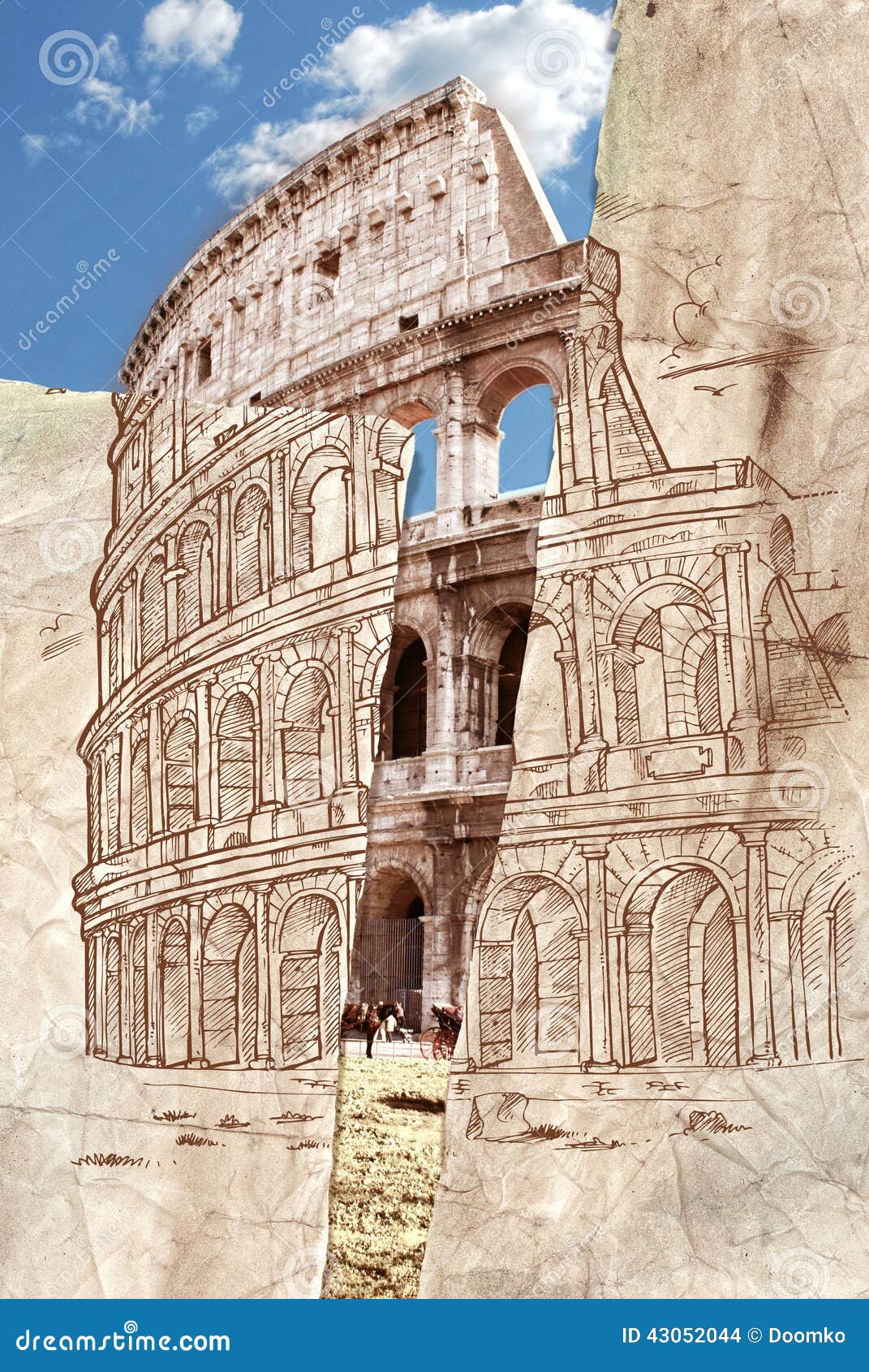 Colosseum Hand Draw Collage Royalty-Free Stock Image | CartoonDealer ...