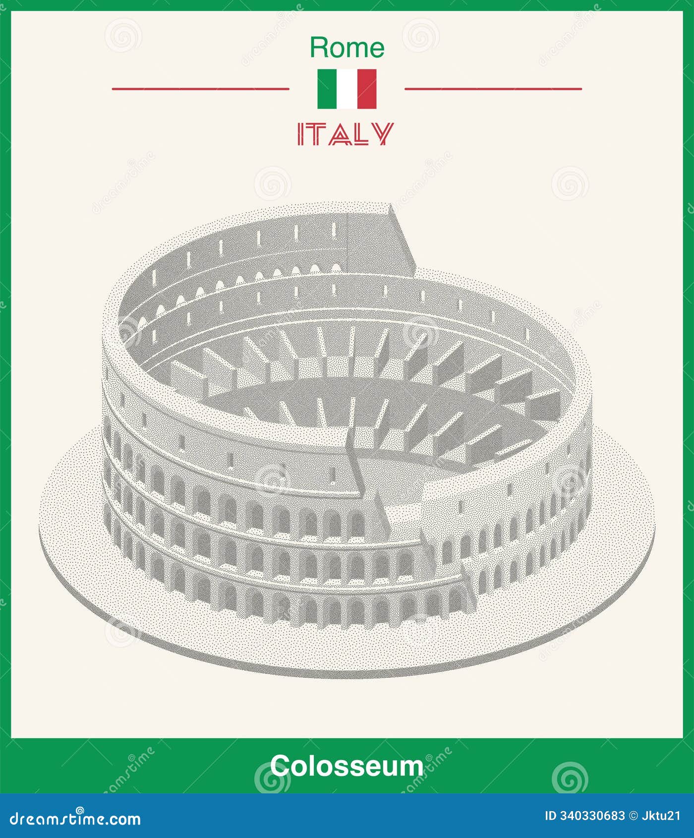 Colosseum Isometric Illustration Made With Stipple Texture, Pointillism ...