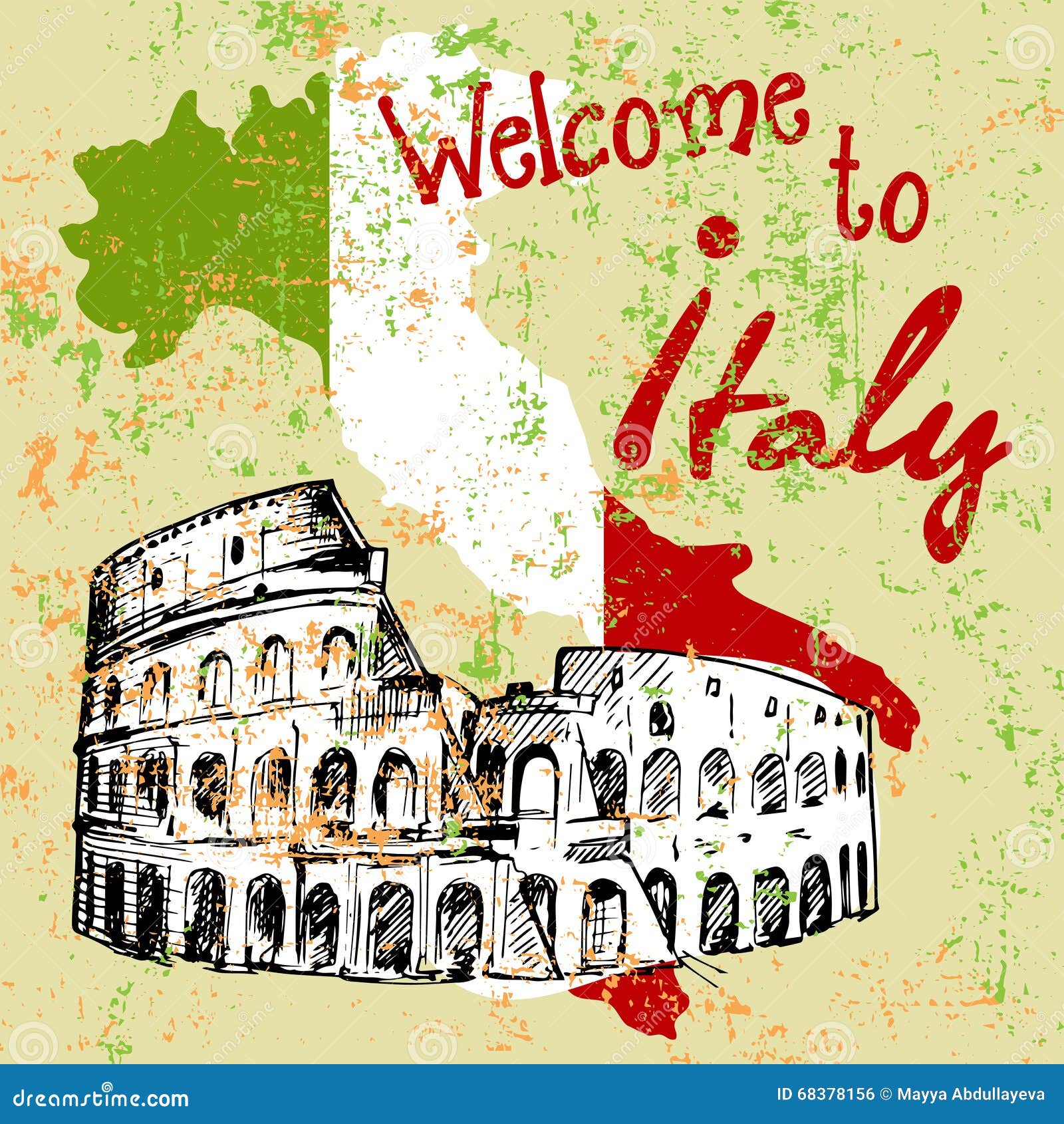 The Colosseum Italy with Map Stock Vector - Illustration of ...