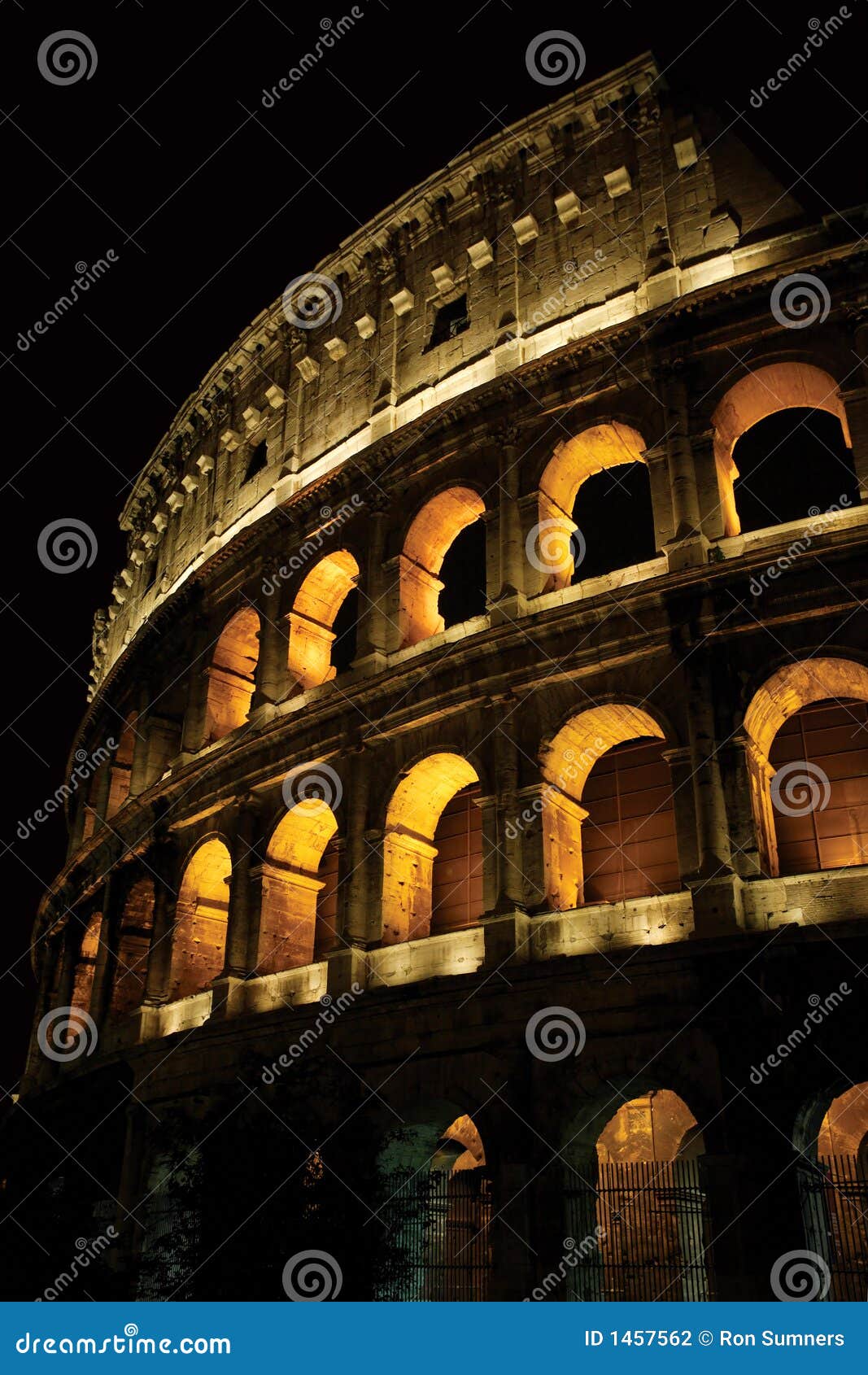 Colosseum at night stock photo. Image of architectural - 1457562