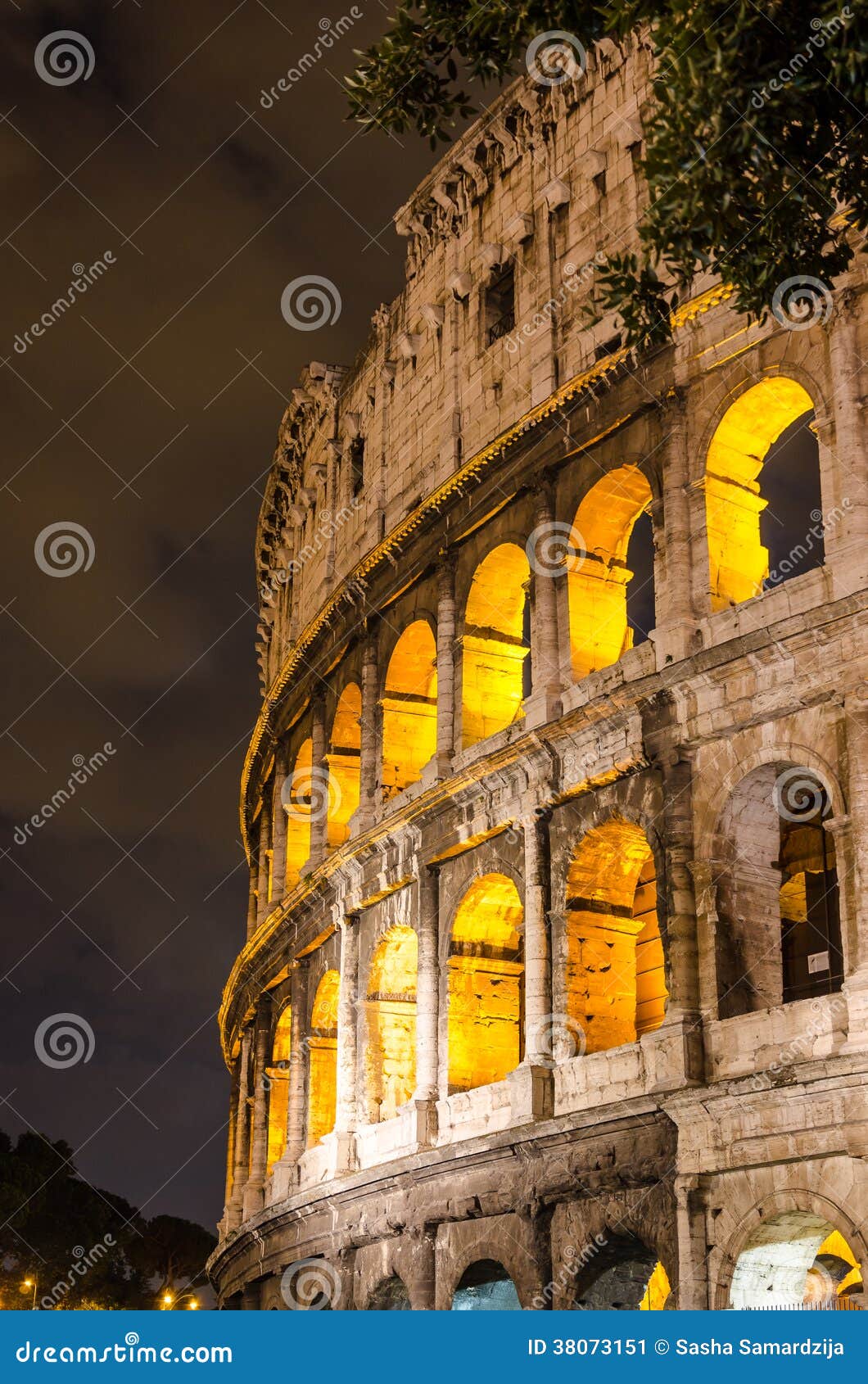 Colosseum at night stock image. Image of famous, yellow - 38073151