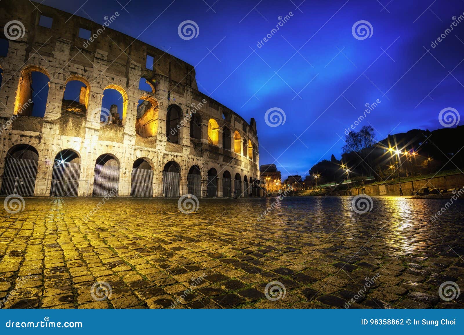 Colosseum at Night stock photo. Image of amphitheater - 98358862