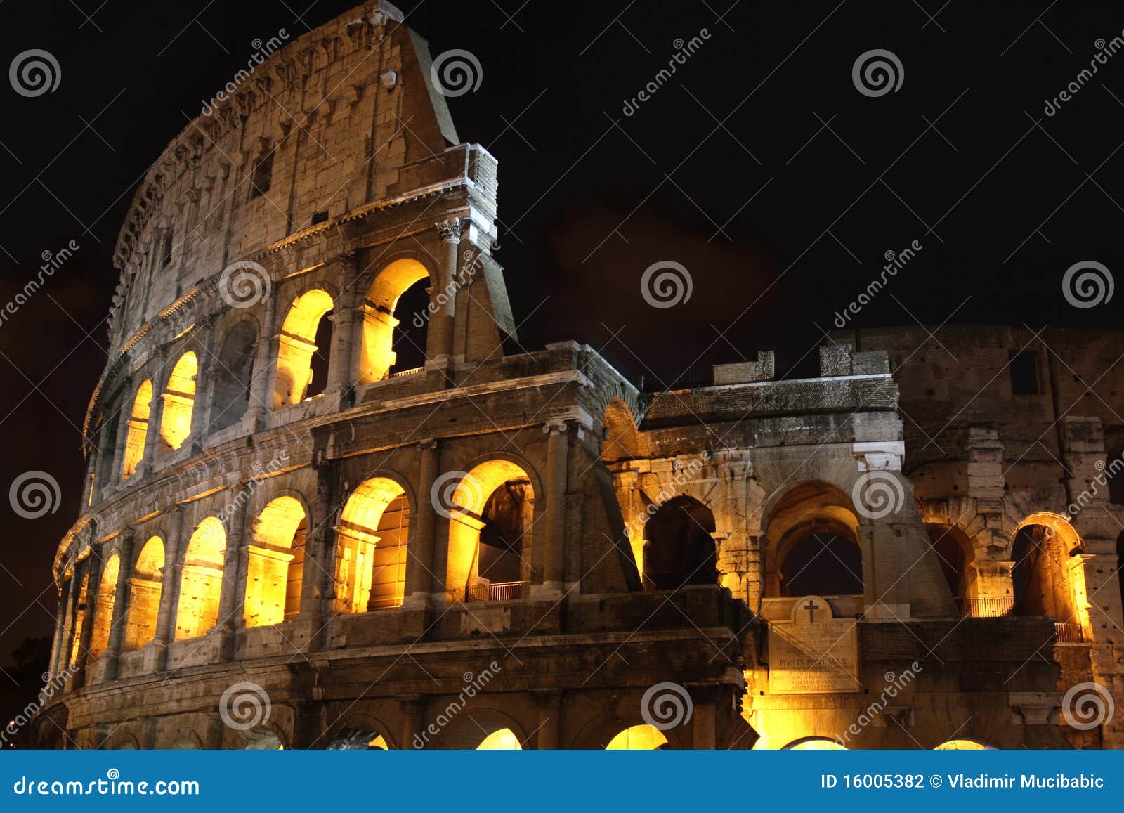 Colosseum at Night in Rome, Italy Stock Photo - Image of archeology ...