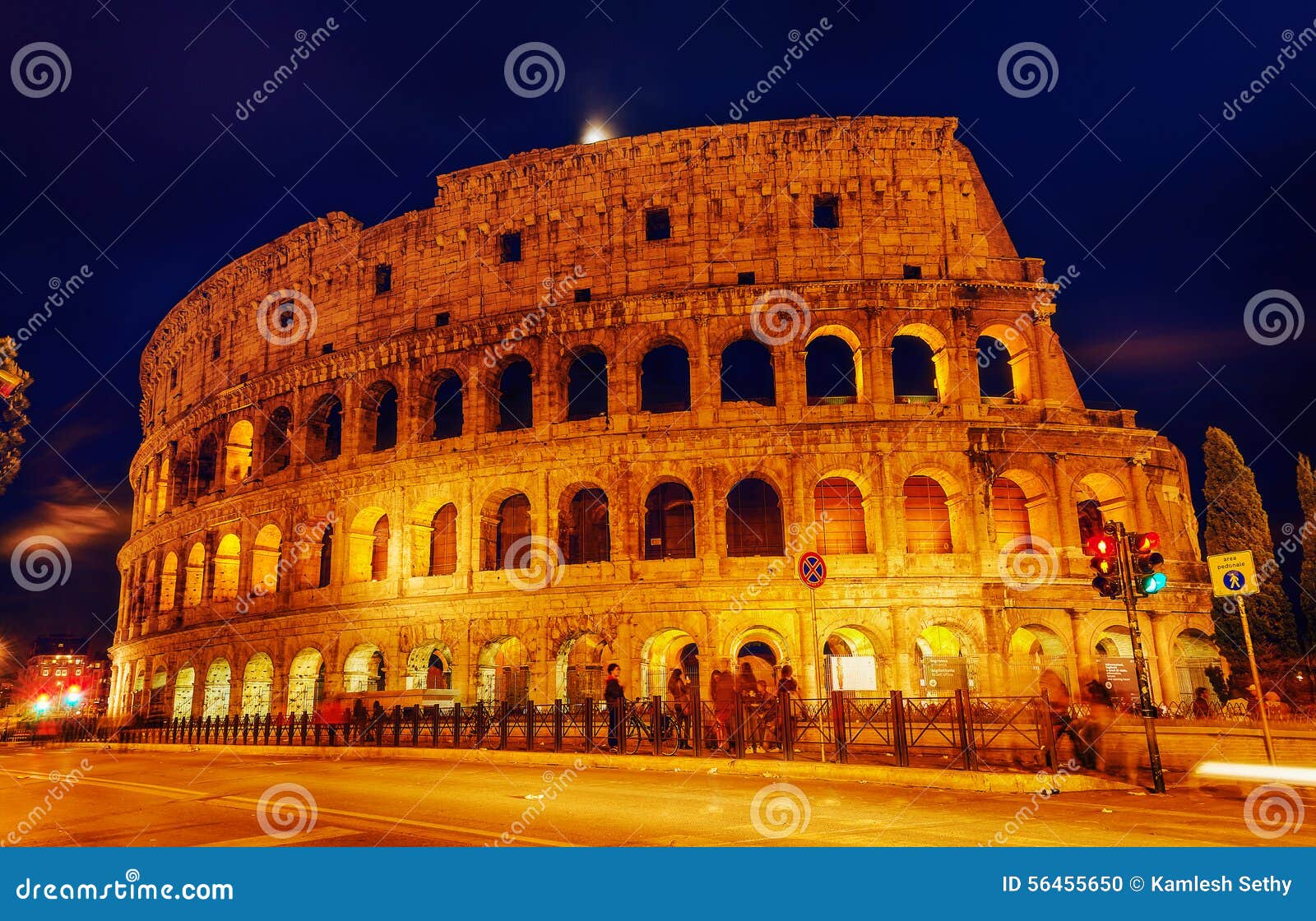 Colosseum at Night stock photo. Image of blue, monument - 56455650
