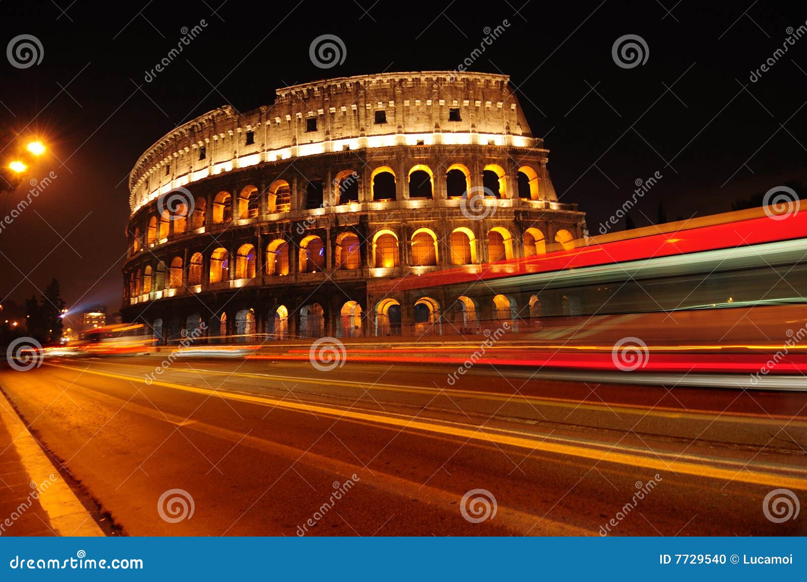 Colosseum at Night in Rome, Italy Stock Photo - Image of monument ...