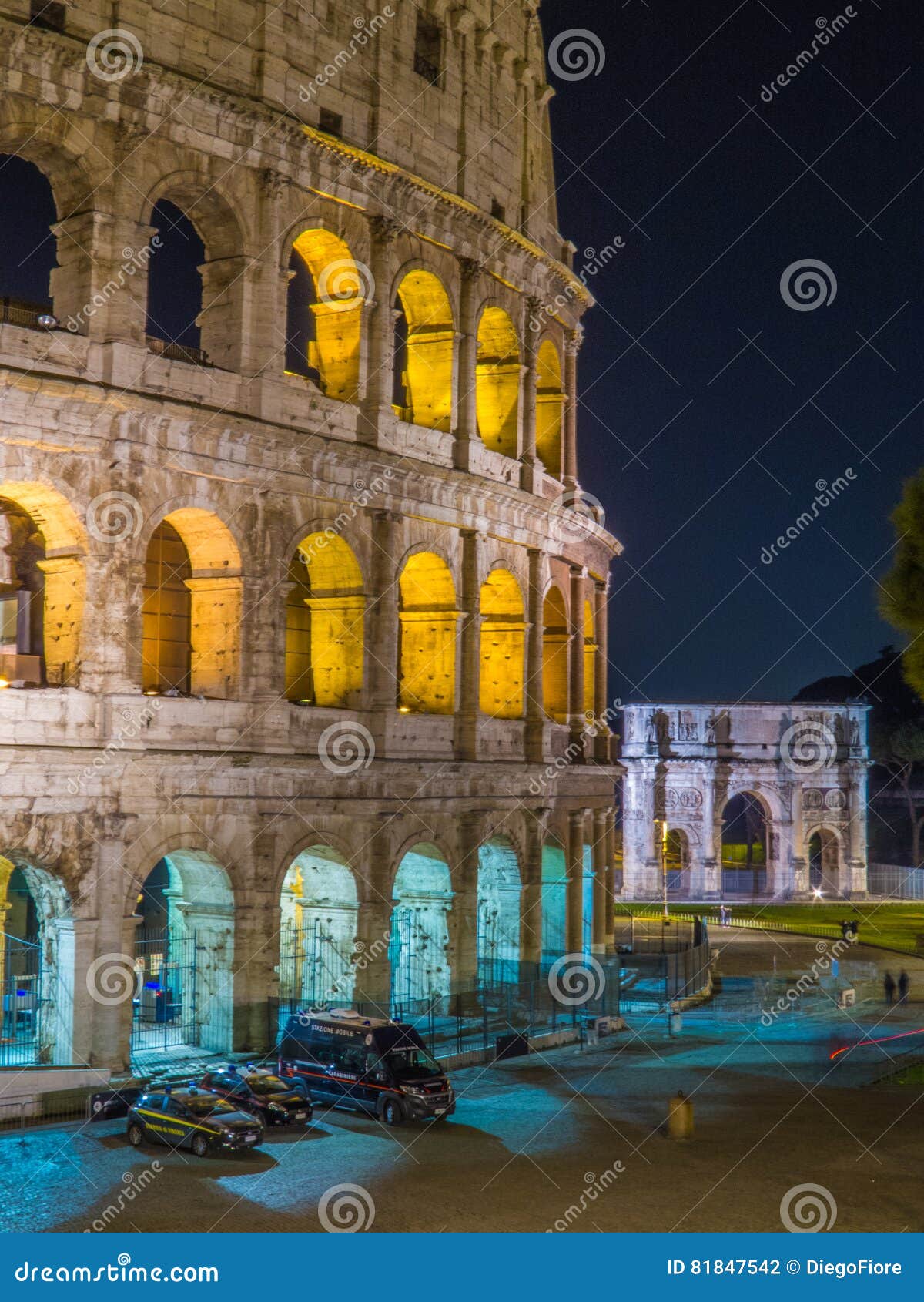 The Colosseum by night stock photo. Image of famous, favourite - 81847542