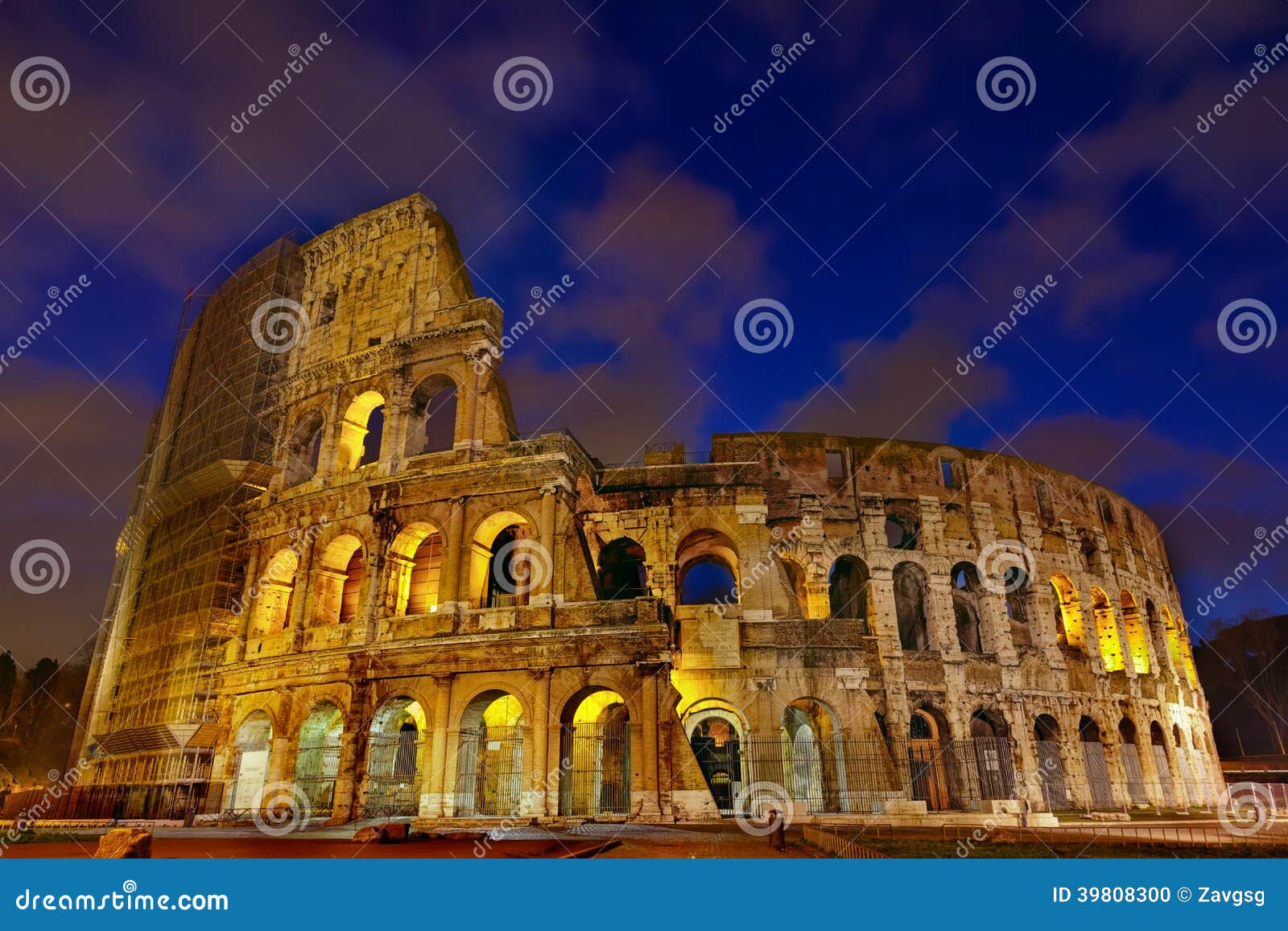 Colosseum night view. stock photo. Image of amphitheater - 39808300