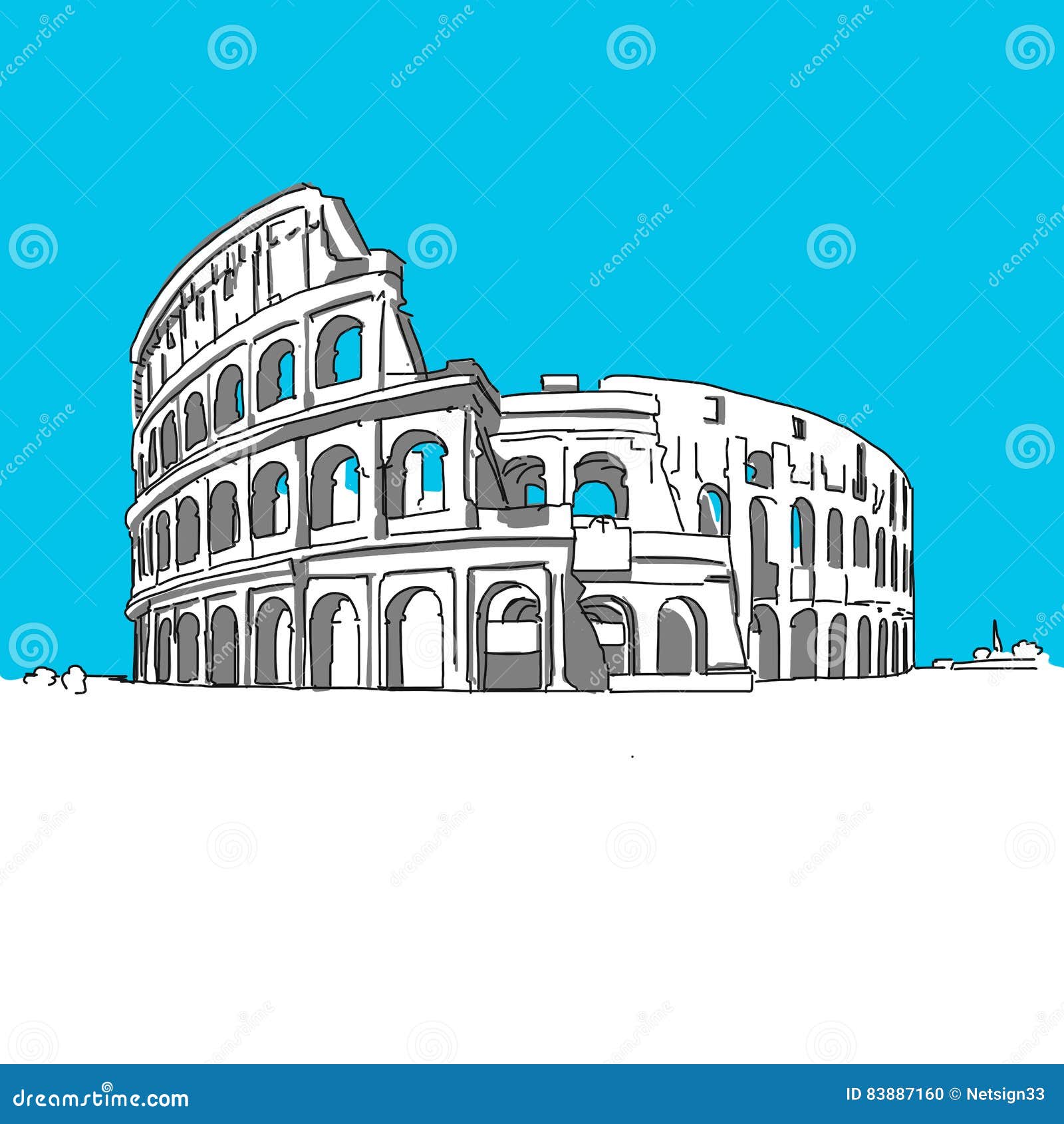 Colosseum Rom stock vector. Illustration of historical - 83887160