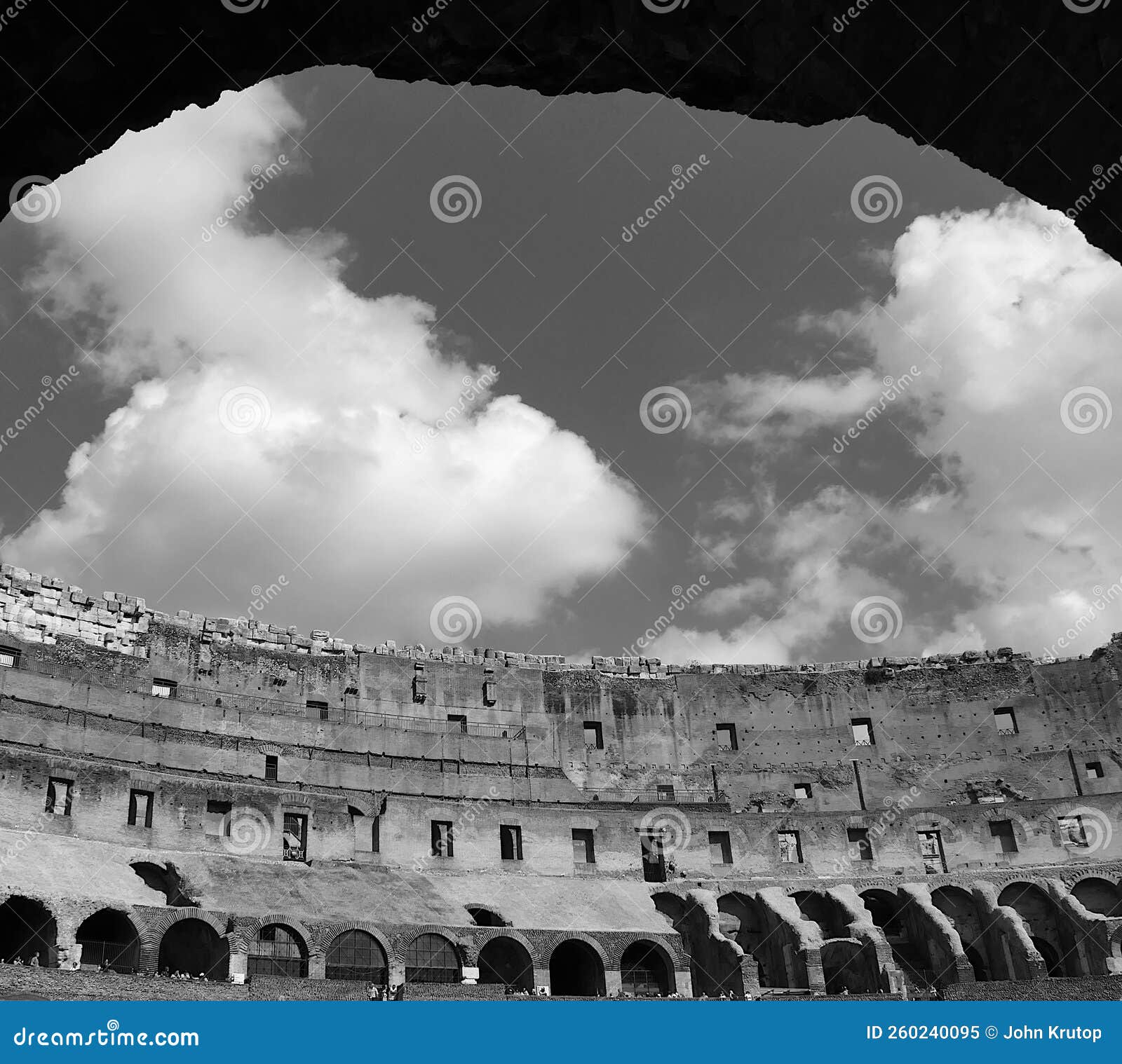 The Colosseum in Rome a Black and White View through a Section Stock ...