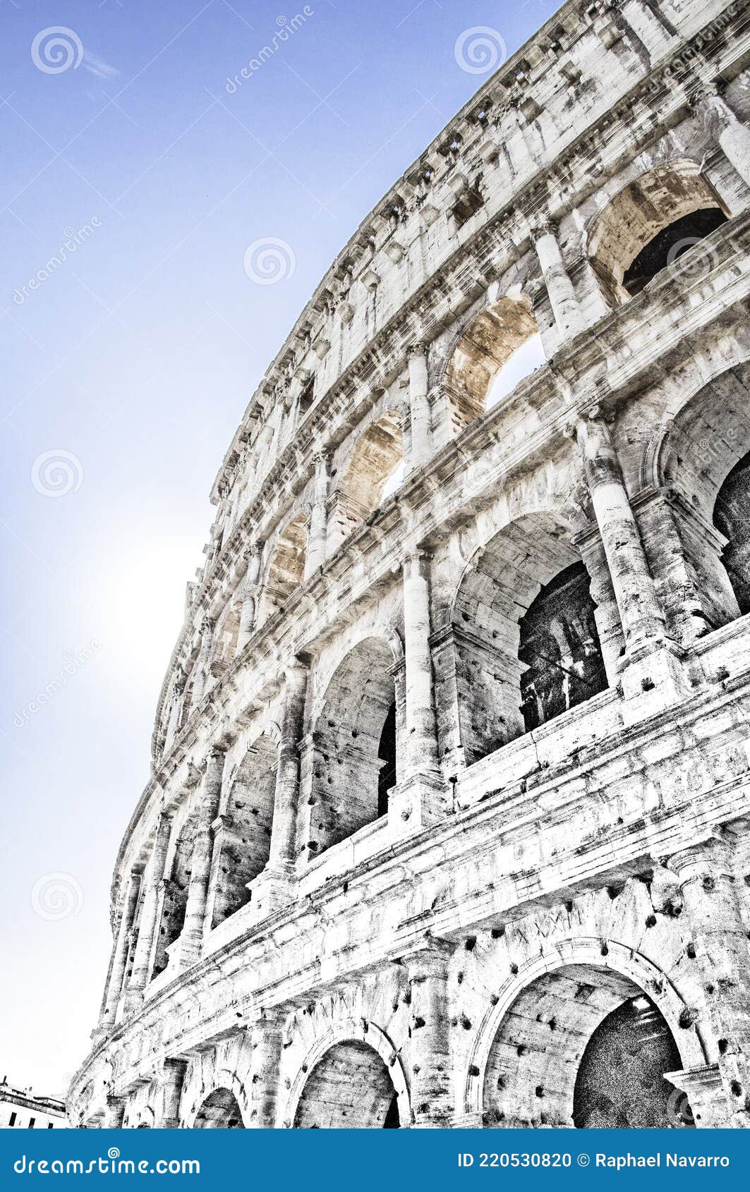 The Colosseum in Rome, between Drawing and Reality Stock Illustration ...