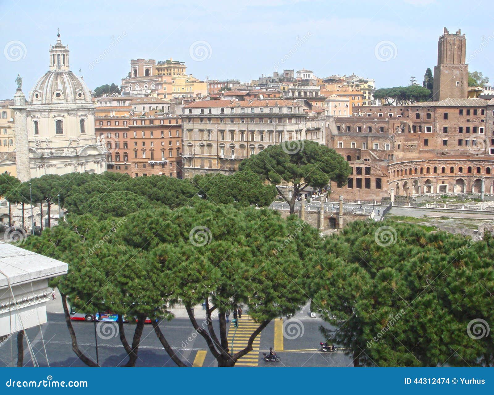 Colosseum in Rome, Italy. View through Cypress Trees. Stock Photo ...