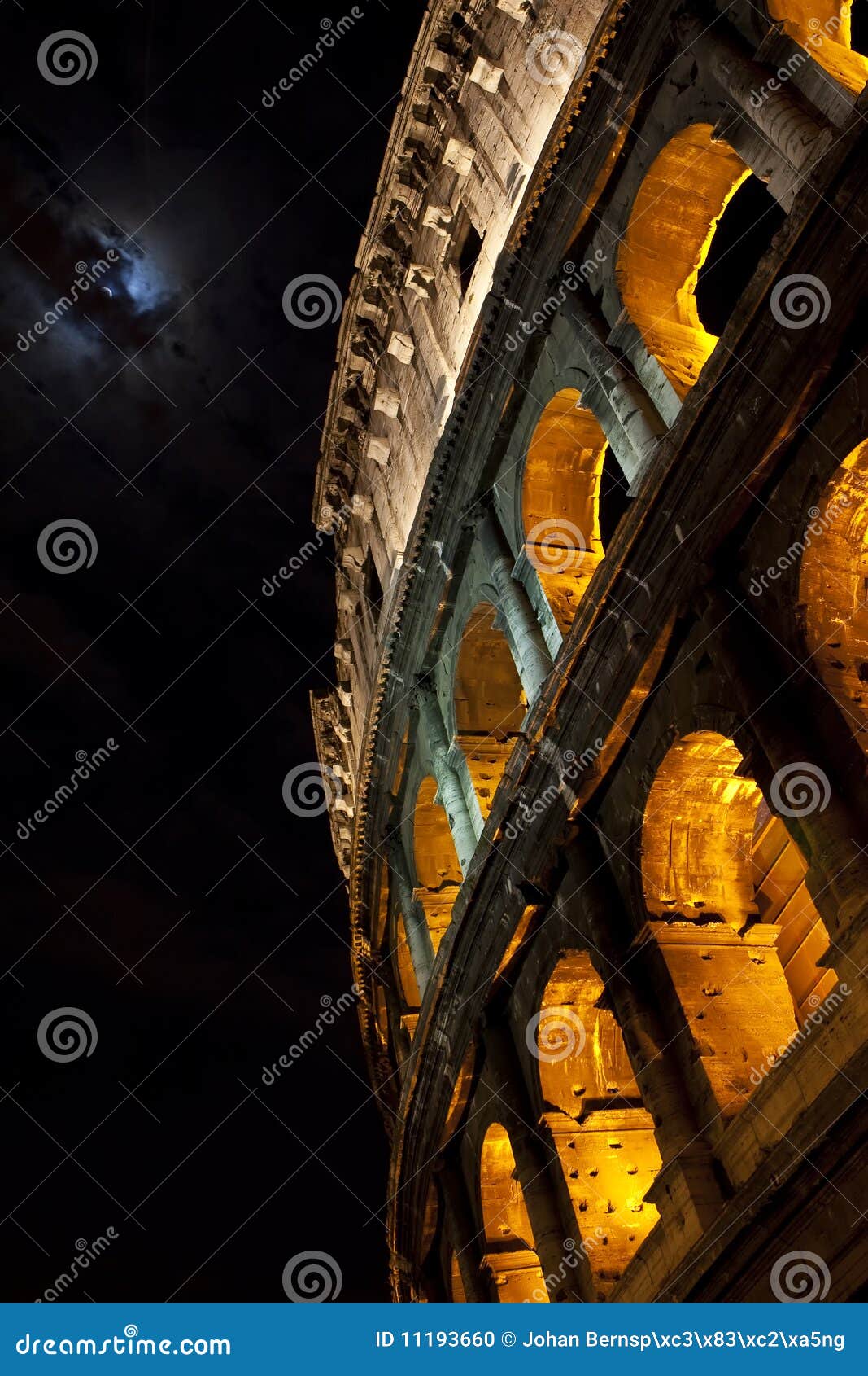 Colosseum, Rome, in the Moonlight. Stock Photo - Image of italy, place ...