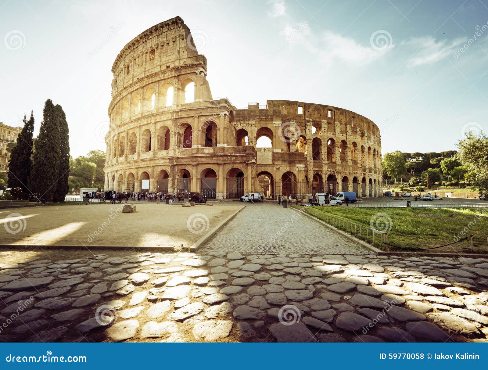 Colosseum in Rome and Morning Sun Stock Photo - Image of colosseum ...