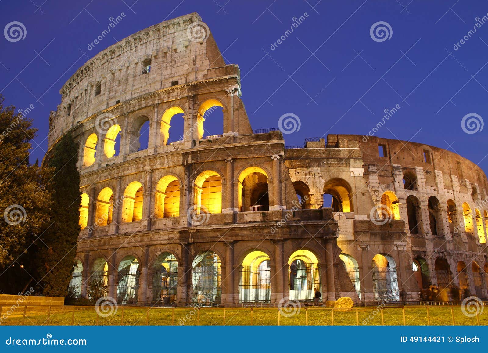 Colosseum Rome at night stock image. Image of night, flavian - 49144421
