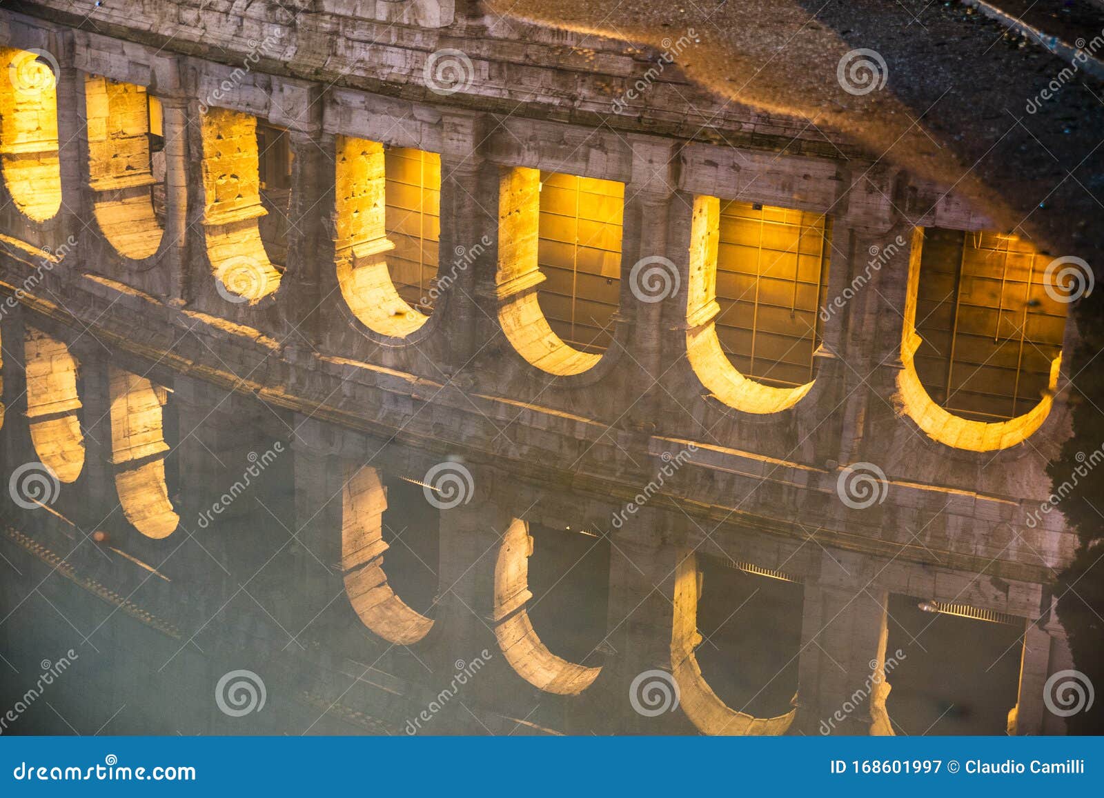 Colosseum in Rome Reflected in the Water Stock Image - Image of history ...