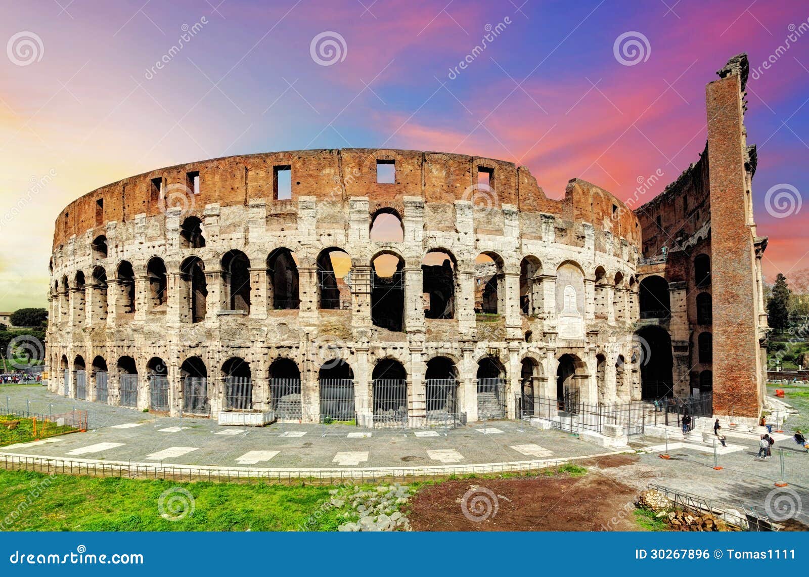 Colosseum in Rome at Sunset Stock Photo - Image of historic, arena ...