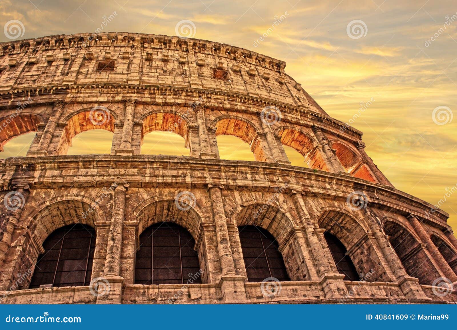 Colosseum in Rome at Sunset, Italy Stock Image - Image of collosseum ...