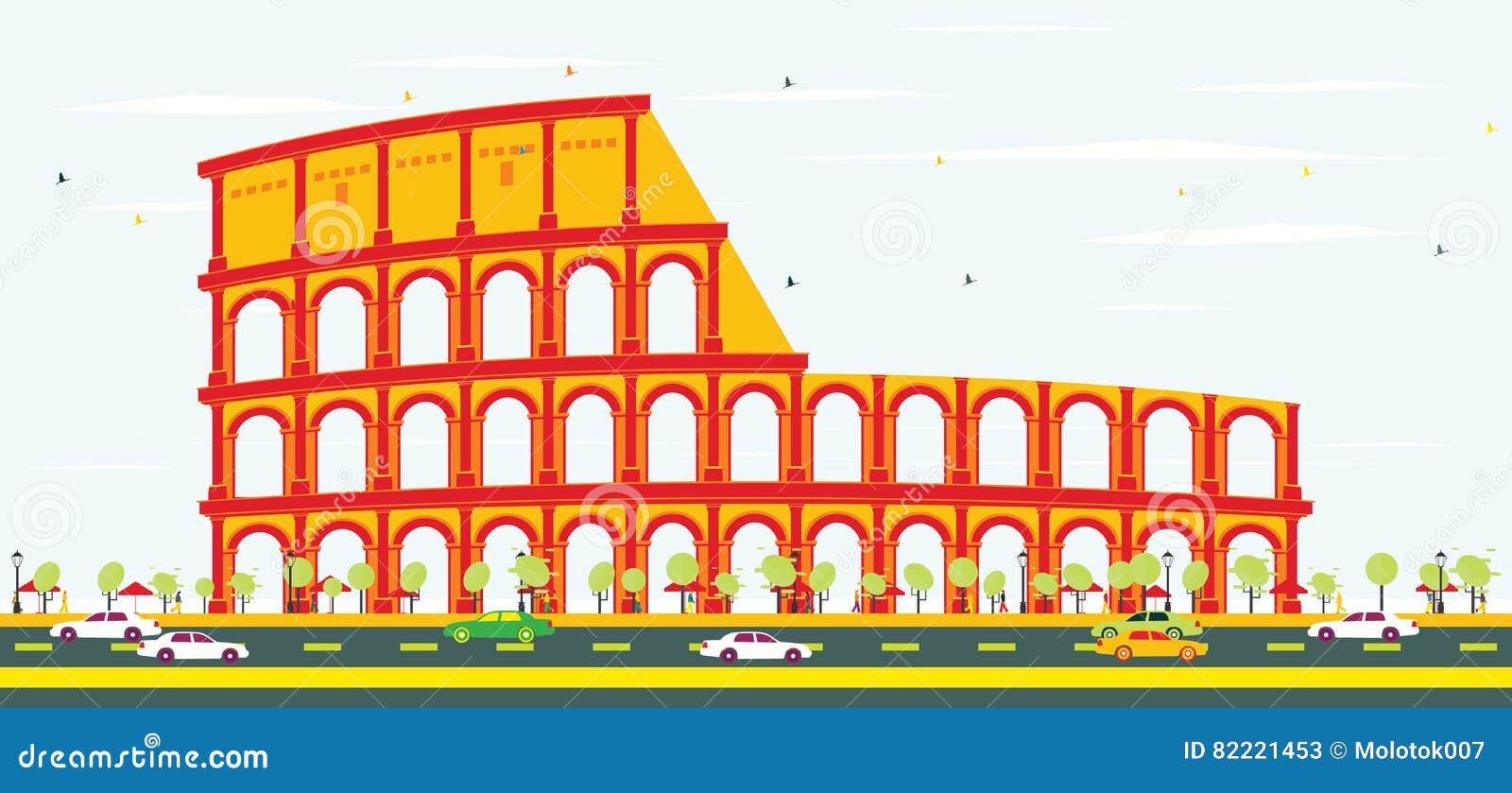 Colosseum in Rome. stock vector. Illustration of cartoon - 82221453