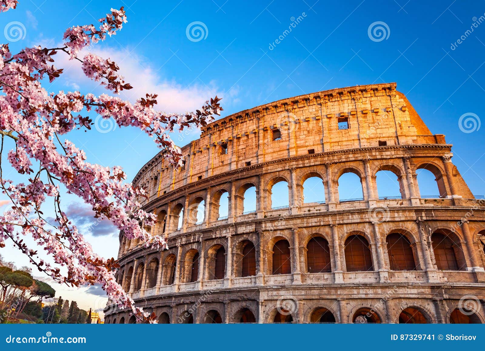Colosseum at spring sunset stock image. Image of brick - 87329741