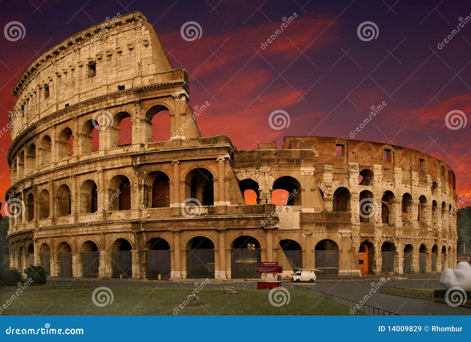 Colosseum At Sunset, Rome. Rome Best Known Architecture And Landmark ...