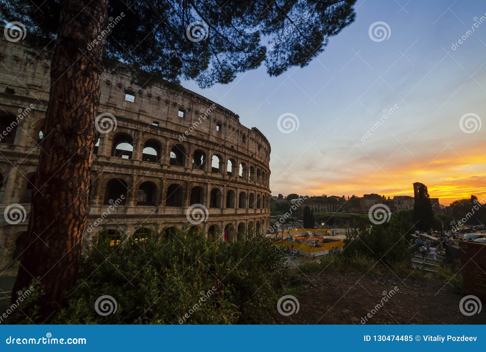 Colosseum at Sunset in Rome, Italy Stock Image - Image of architecture ...