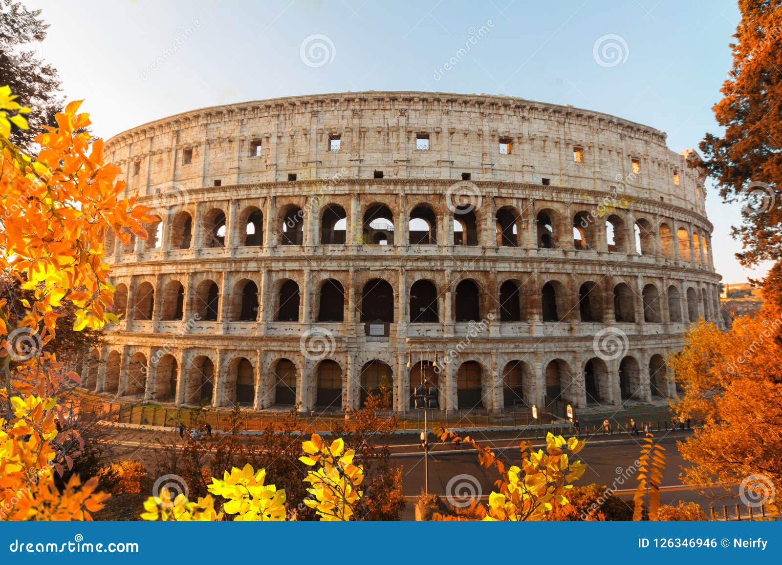 Colosseum at Sunset in Rome, Italy Stock Photo - Image of brick, autumn ...
