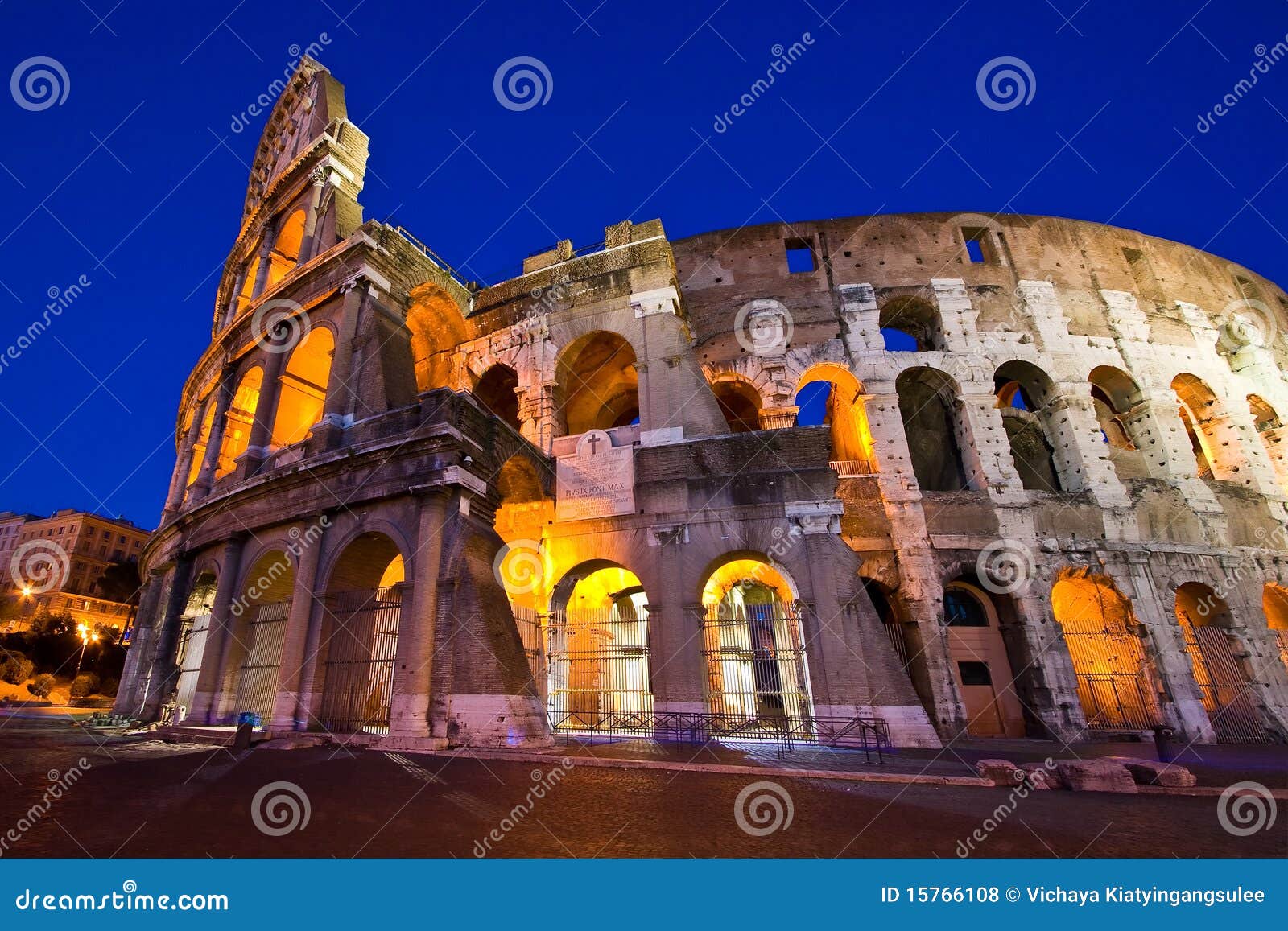 Colosseum in Twilight with Ultra-wild Perspective Stock Photo - Image ...