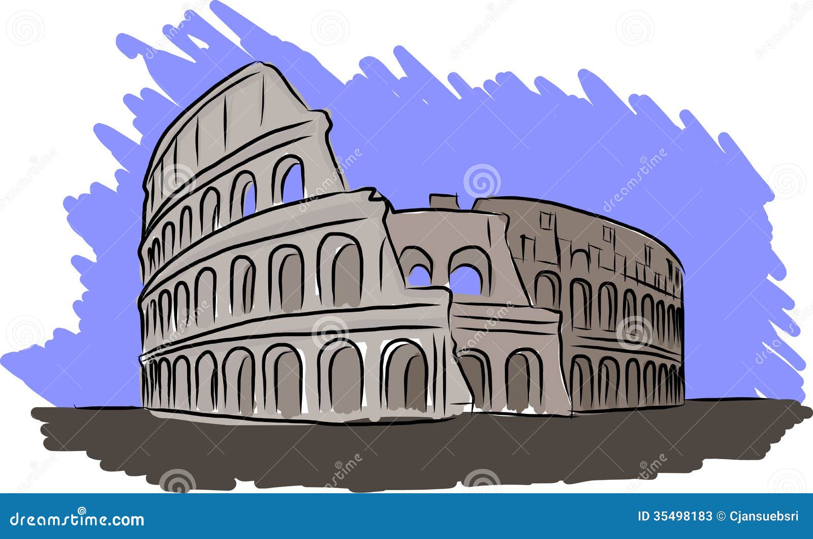 Colosseum-Vektorskizze vektor abbildung. Illustration von grenzstein ...