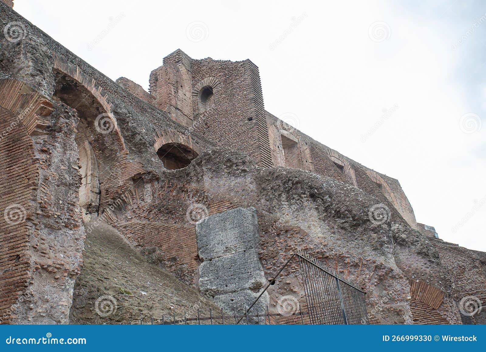 Colosseum walls in Rome stock photo. Image of roman - 266999330