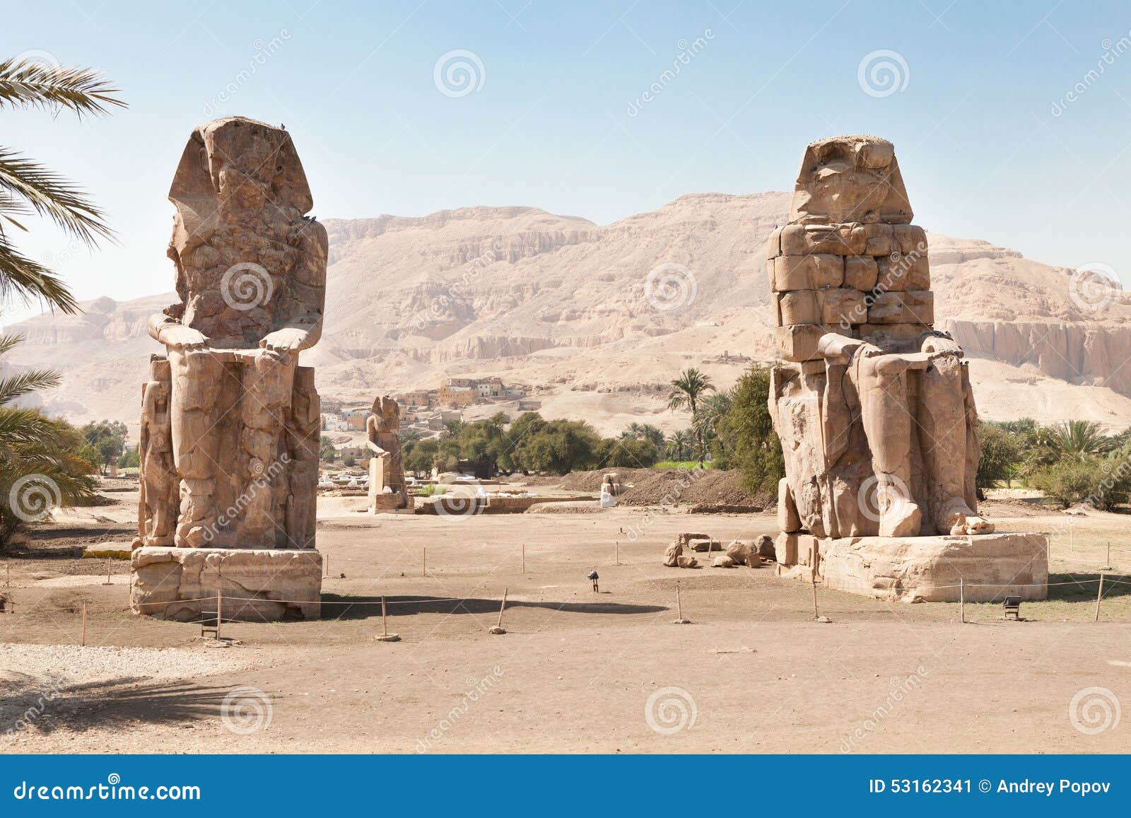 The Colossi of Memnon Giant Statues Stock Image - Image of rock, desert ...