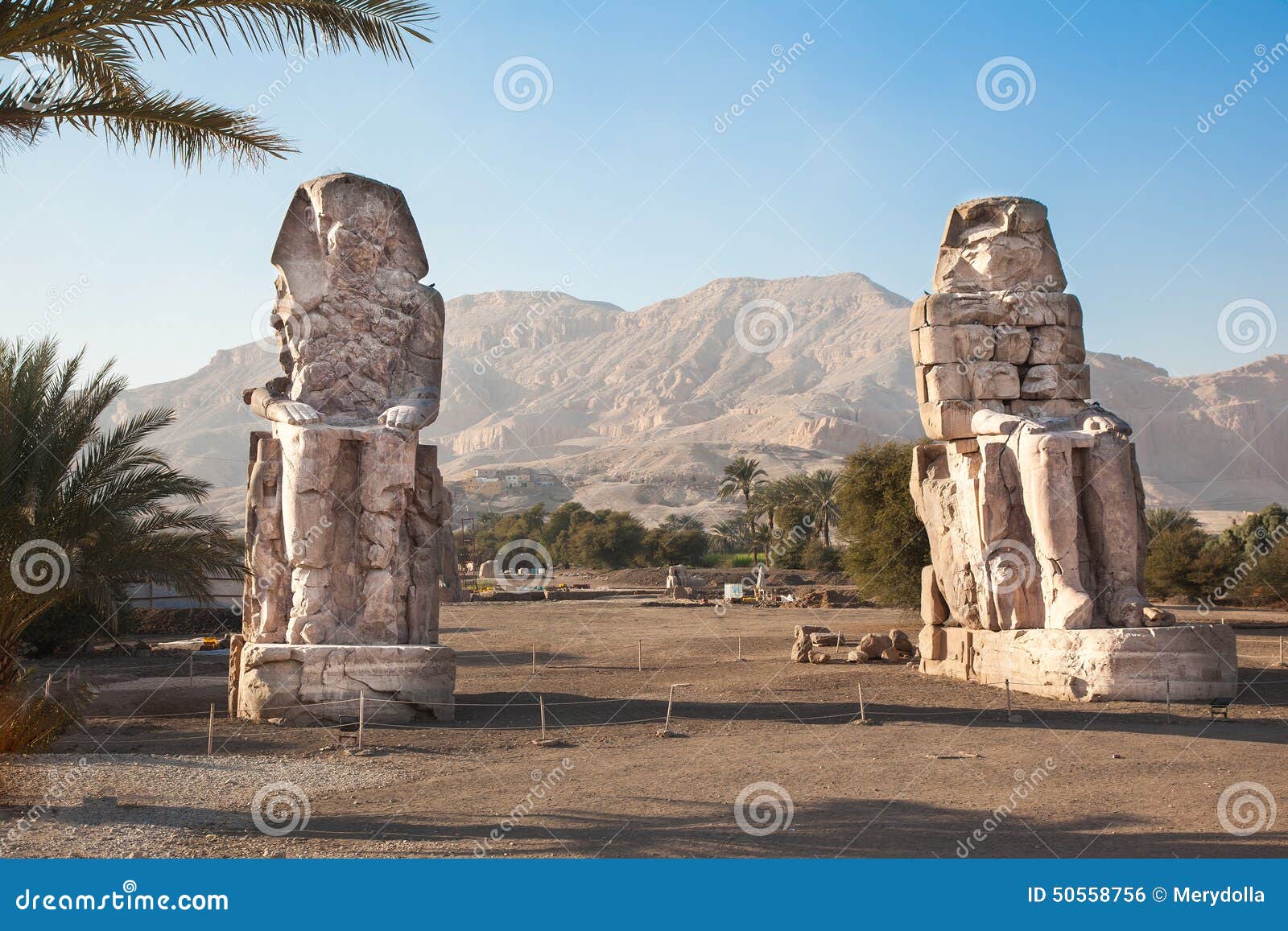 Colossi of Memnon stock photo. Image of mountain, famous - 50558756