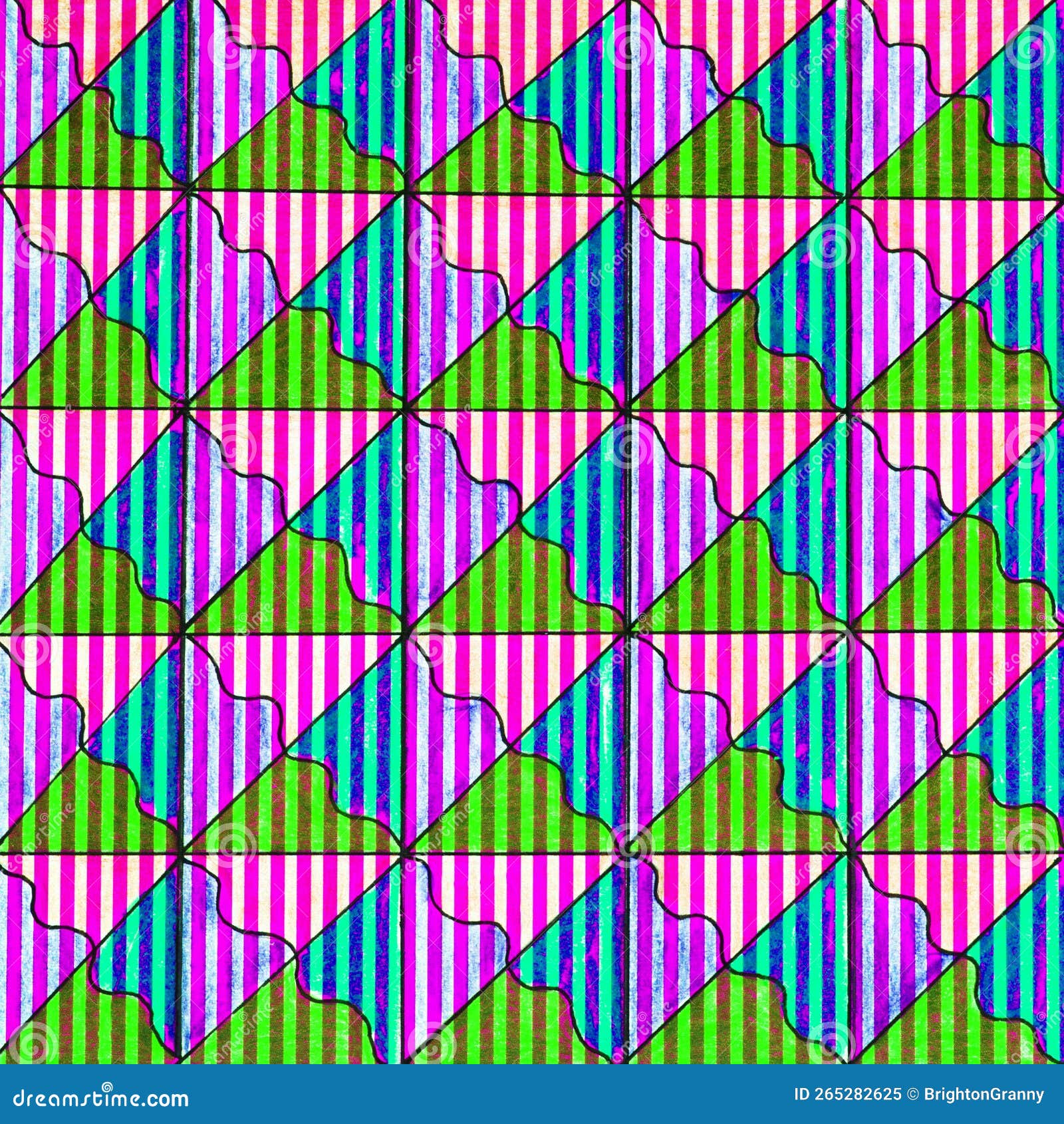 Vertical, Diagonal, and Squares with Wavy Lines. Stock Illustration ...