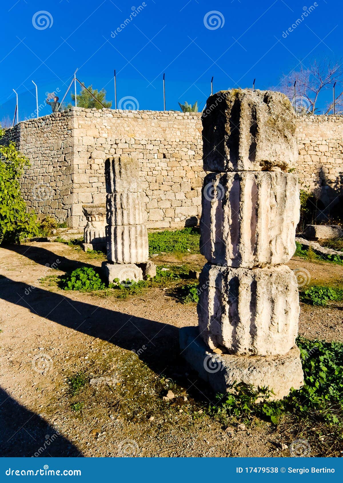 Coloumn in the Acropolis of Corinth Greece Stock Photo - Image of ...