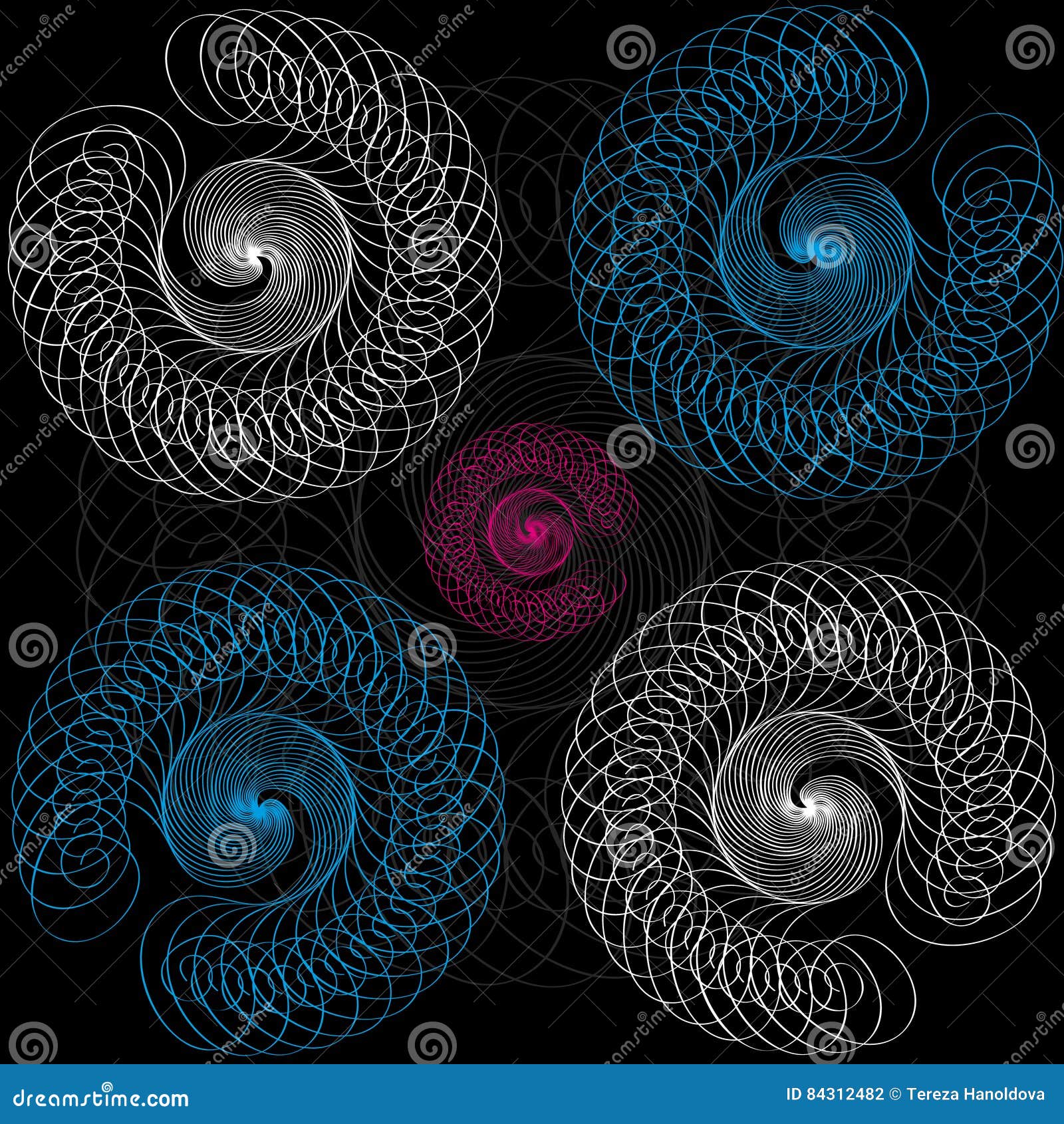 Colour Abstract Shapes on Black Background Stock Vector - Illustration ...