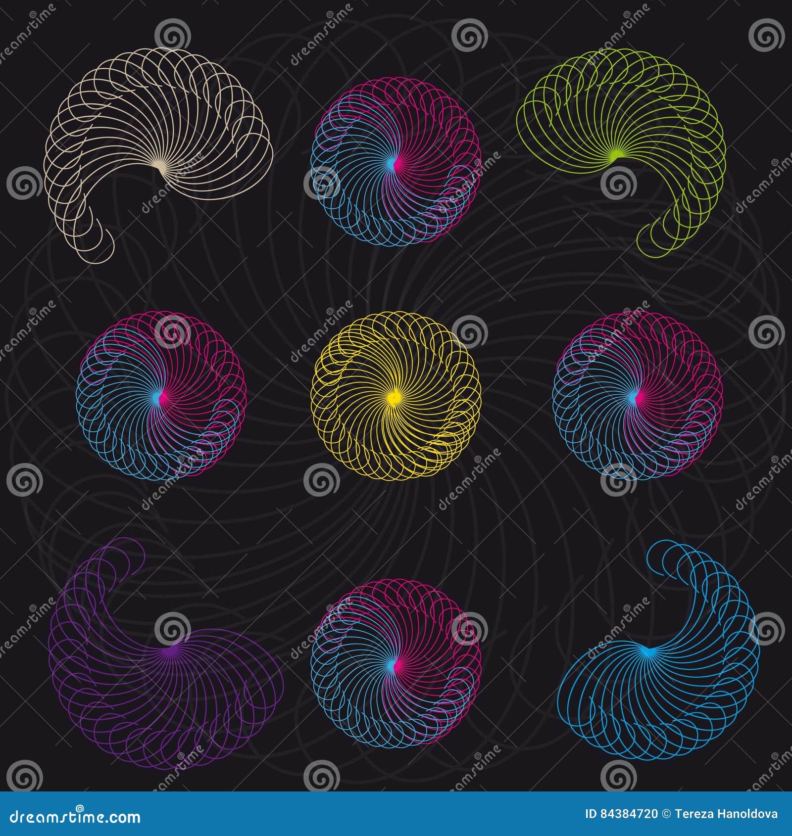 Colour Abstract Shapes on Black Background Stock Vector - Illustration ...