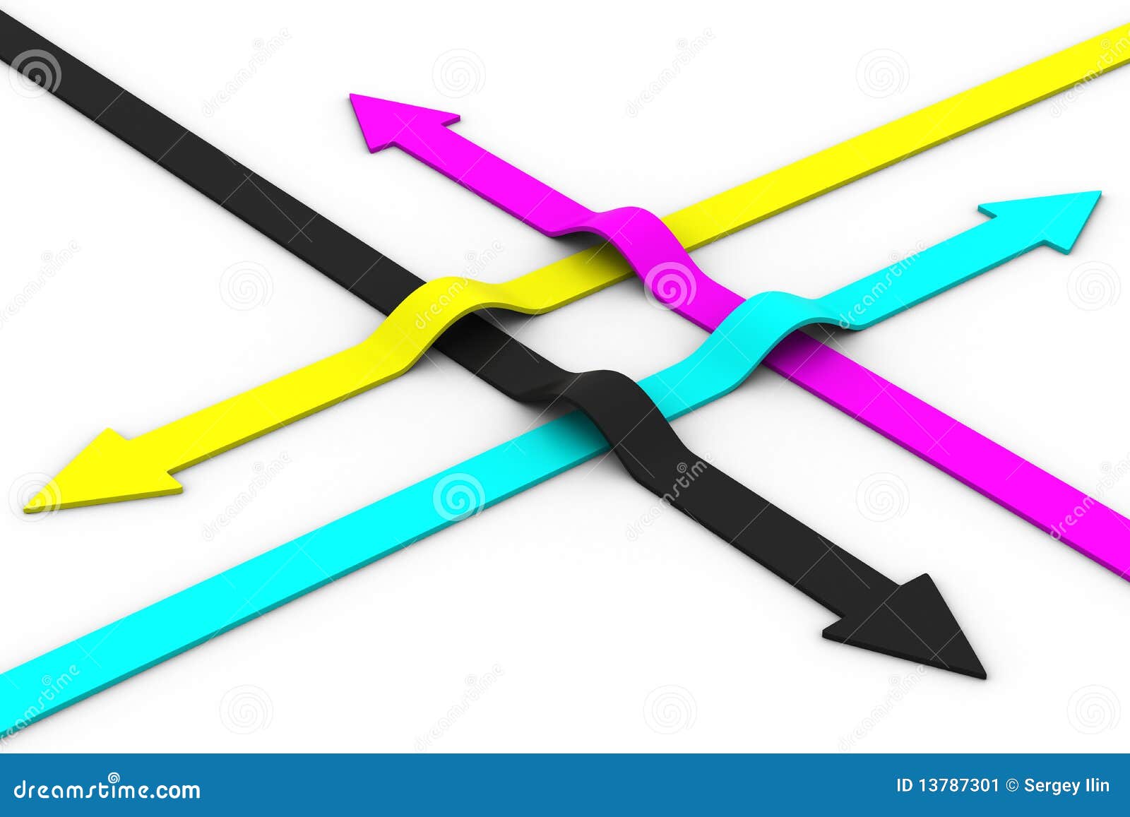 Colour Arrows on White Background. CMYK Stock Illustration ...