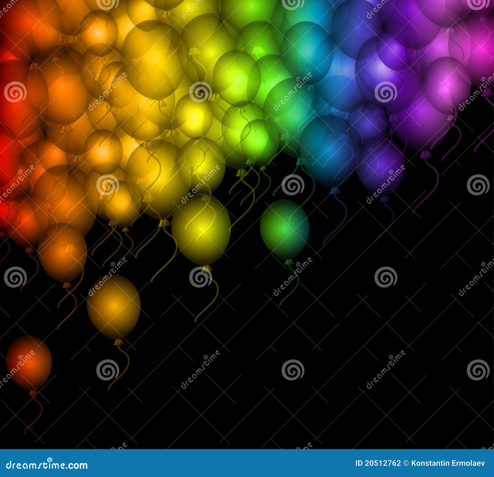 Colour Balloon on Black Over. Vector Stock Illustration - Illustration ...