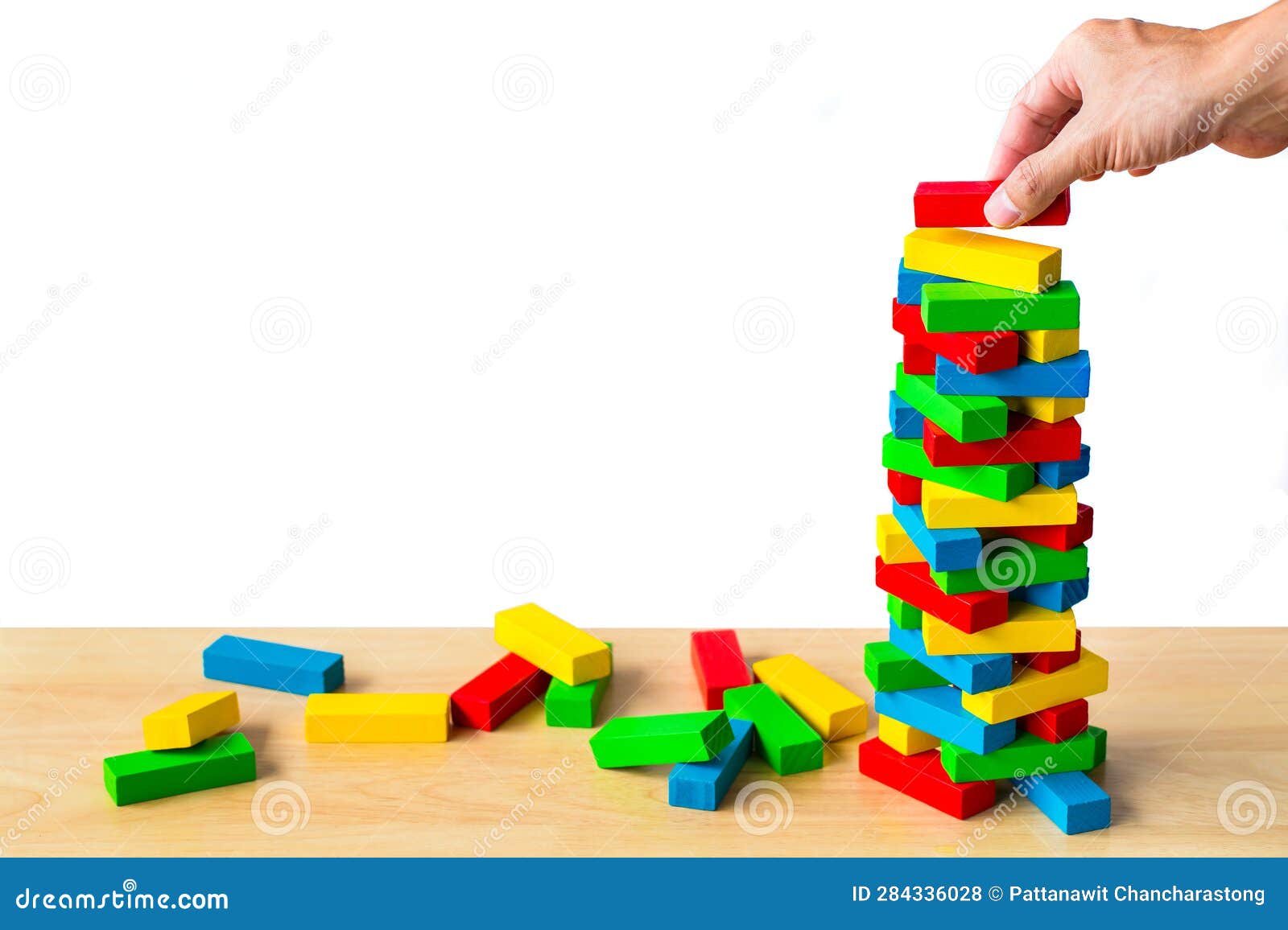 Colour Blocks Wood Background. Education Game Backdrop Stock Photo ...