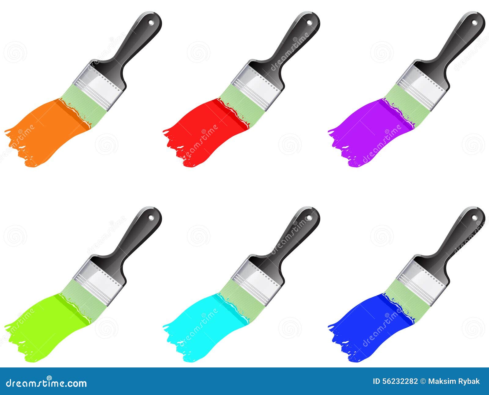 Colour brushes set stock vector. Illustration of abstract - 56232282