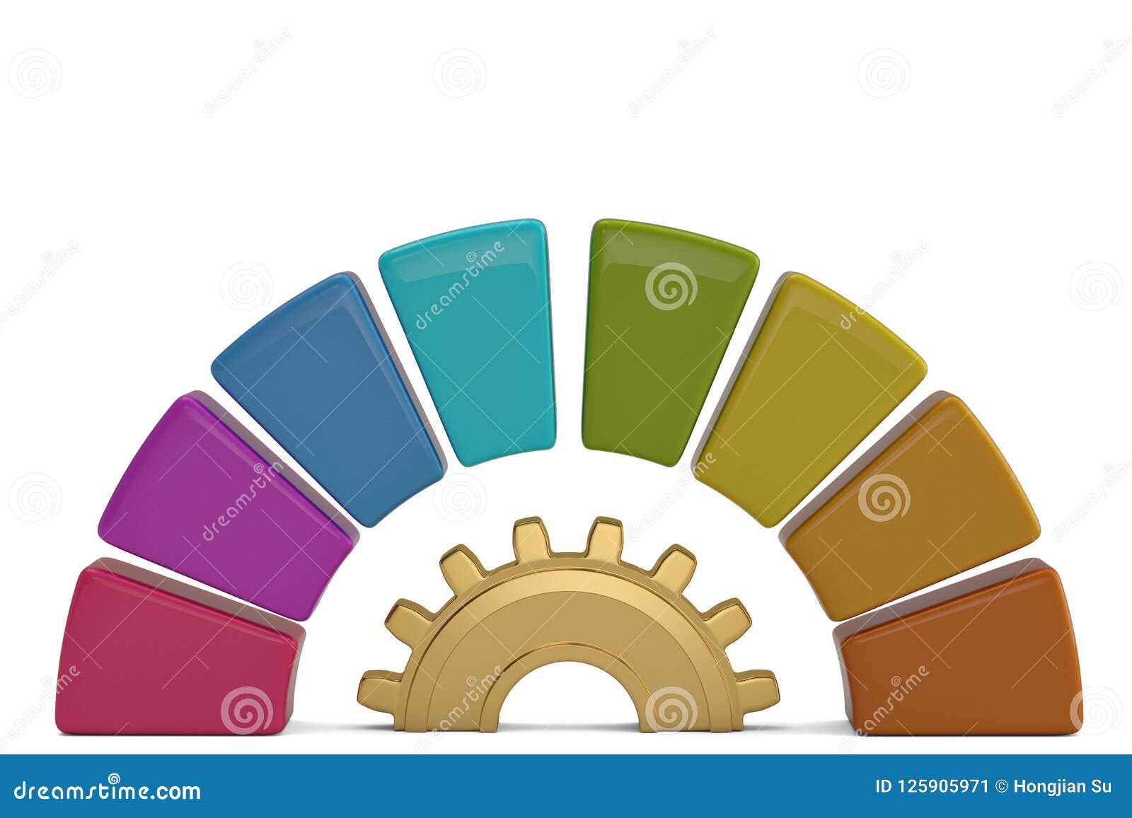 Colour Circle Chart Around Gold Gear. 3D Illustration. Stock ...