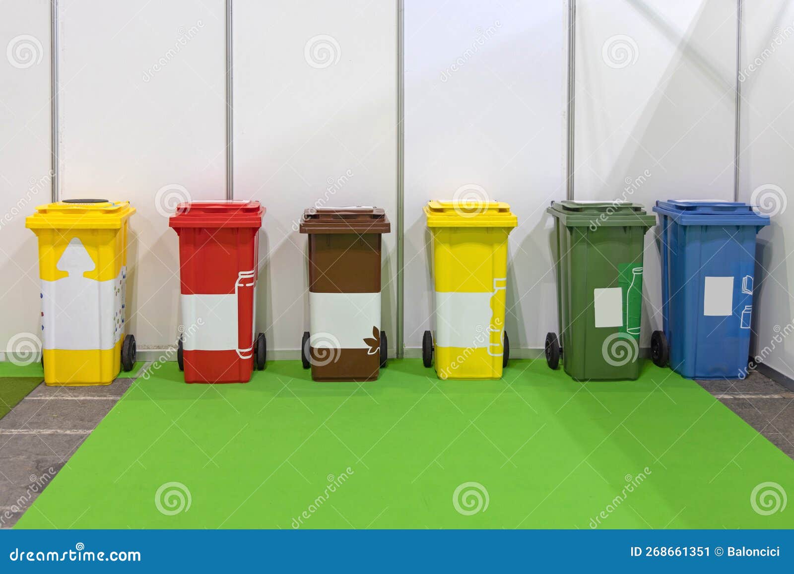 Colour Coded Recycling Bins Stock Image - Image of brown, novi: 268661351