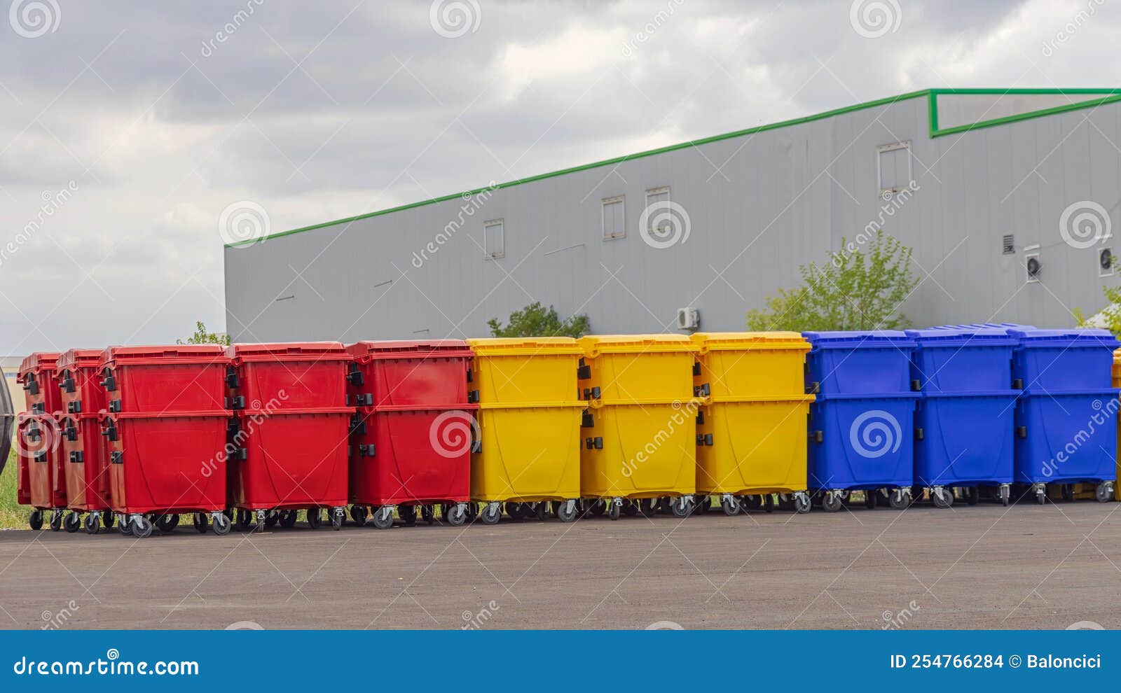 Colour Coded Sorting Bins stock photo. Image of sorting - 254766284