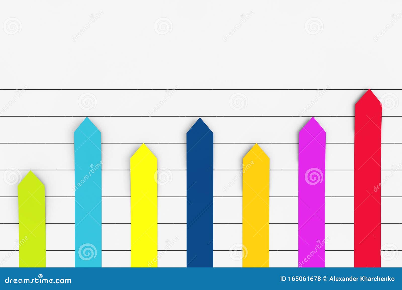 Colour Column Flat Graph Chart Infographics Arrow Paper Elements. 3d ...