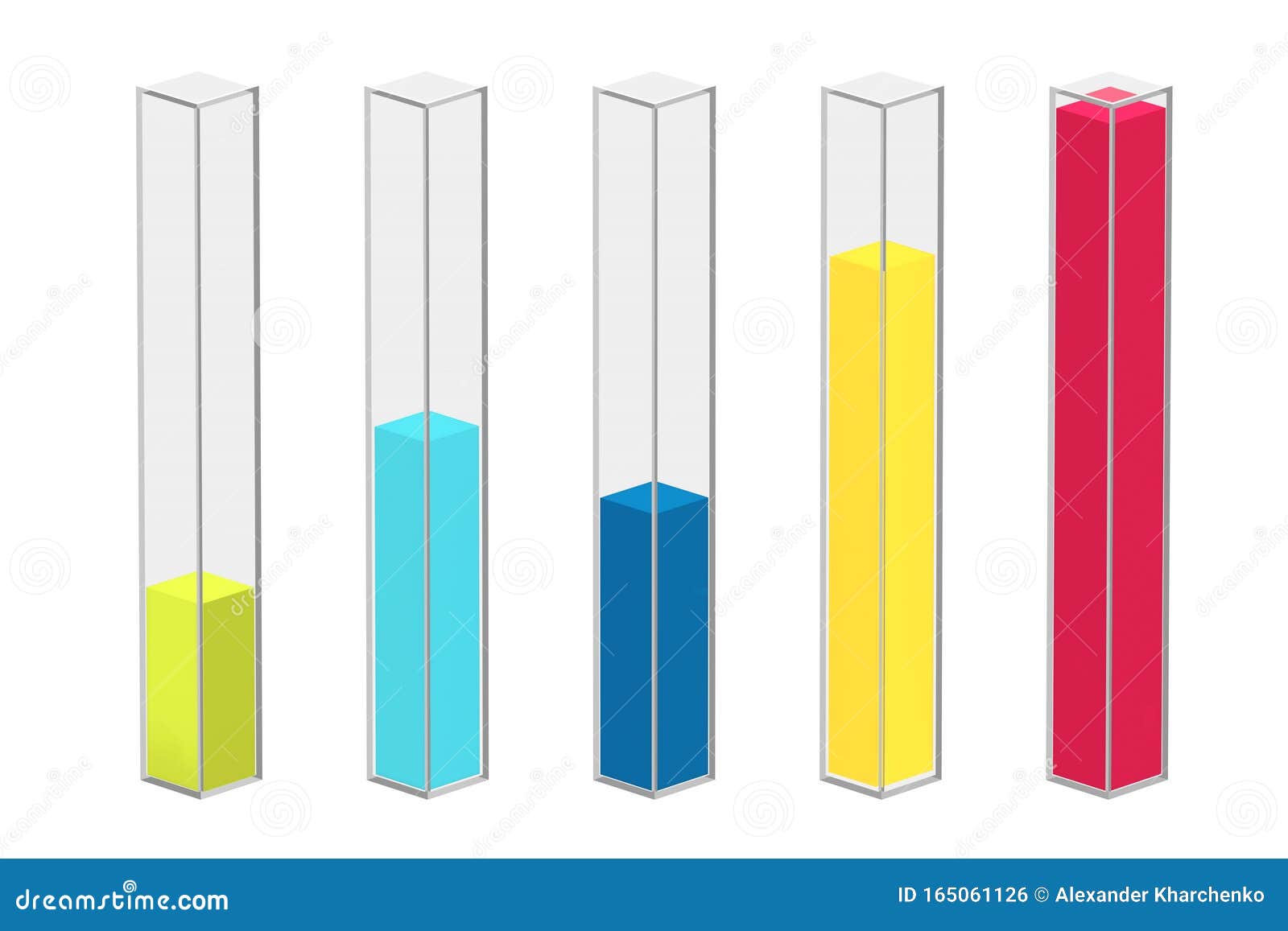 Colour Column Infographics Glass Chart Bars. 3d Rendering Stock Photo ...